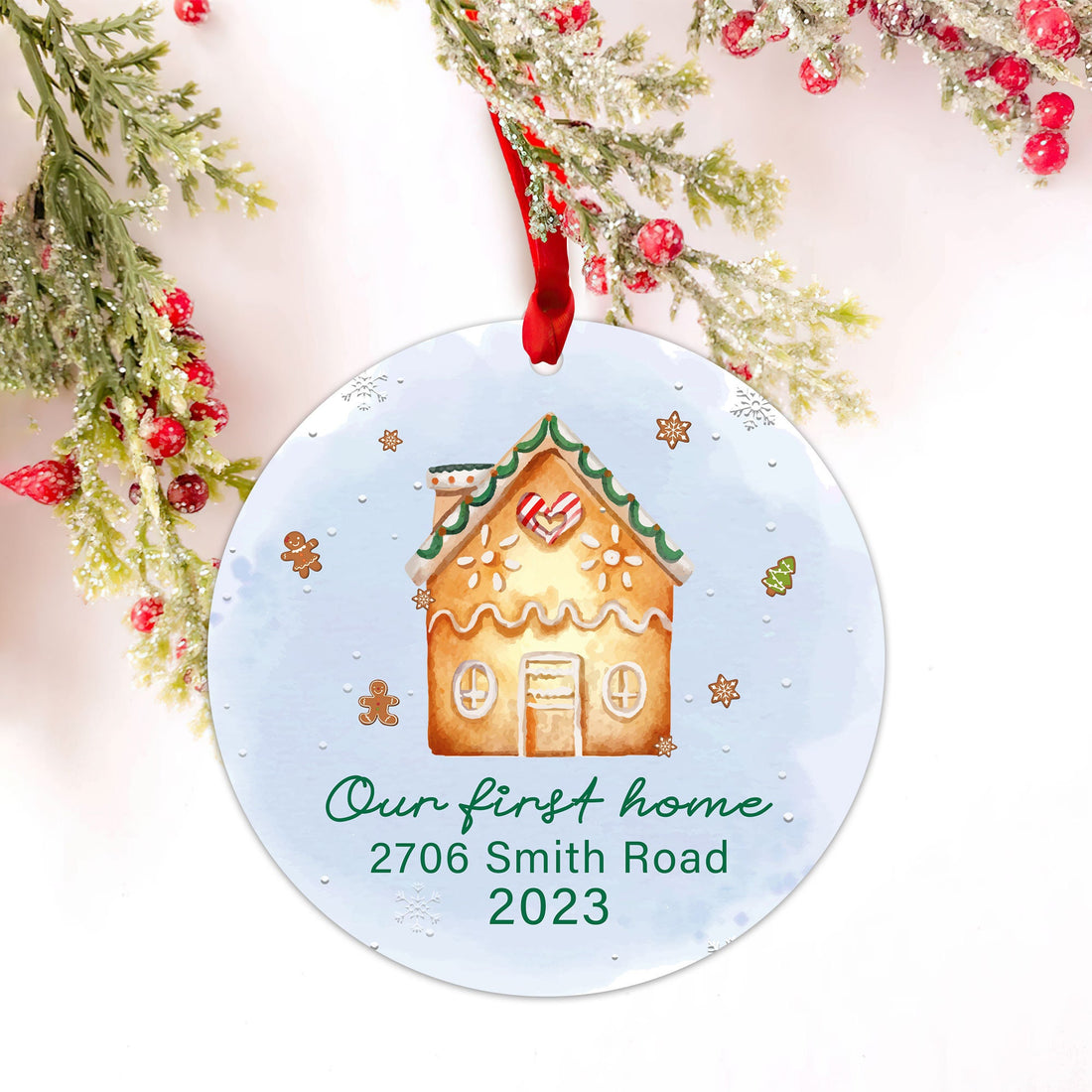 Personalized Family Flat 2D Ornament, Custom First Home Christmas Tree