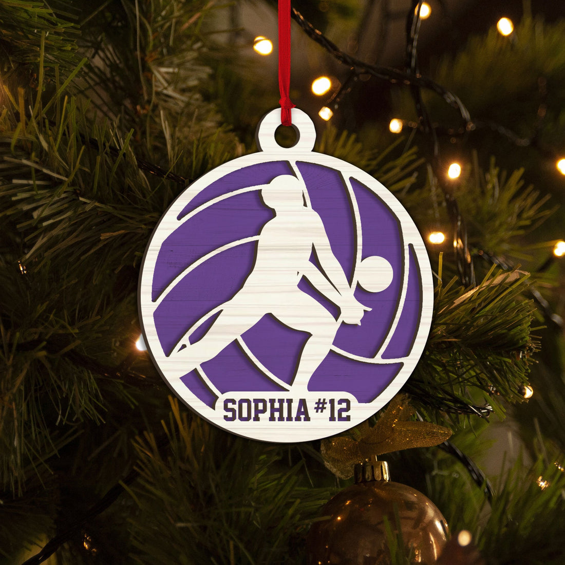 Personalized Volleyball Layered Wood Ornament, Custom Volleyball Playe