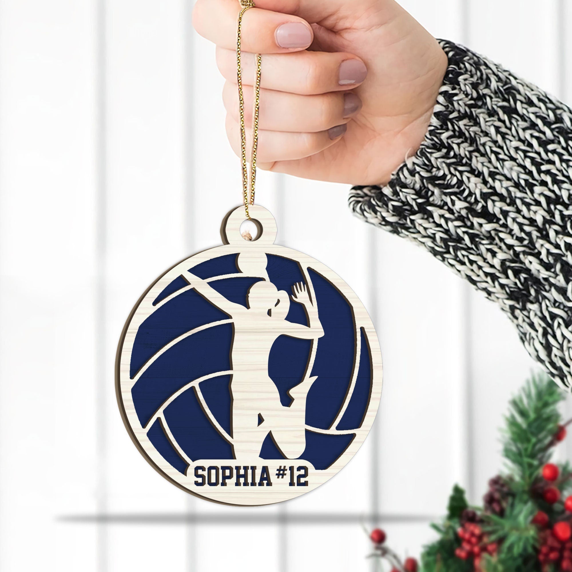 Personalized Volleyball Layered Wood Ornament, Custom Volleyball Playe
