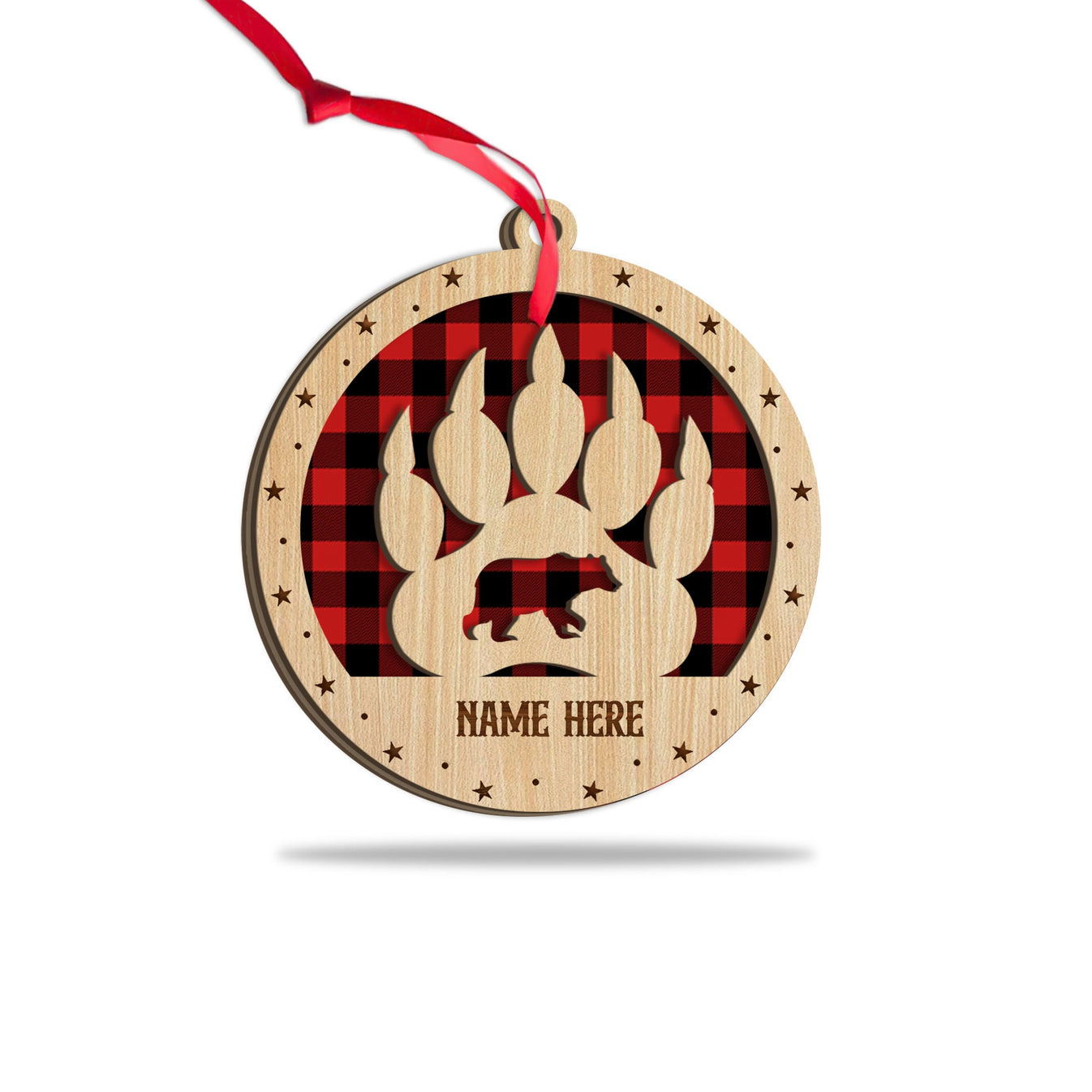 Personalized Native American Layered Wood Ornament, Custom Indigenous