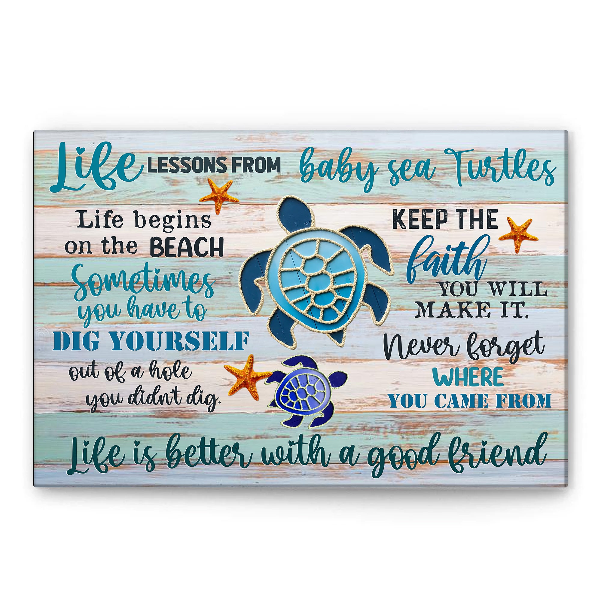 Sea Turtle Poster & Canvas, Life Lessons From baby sea Turtles, Inspir