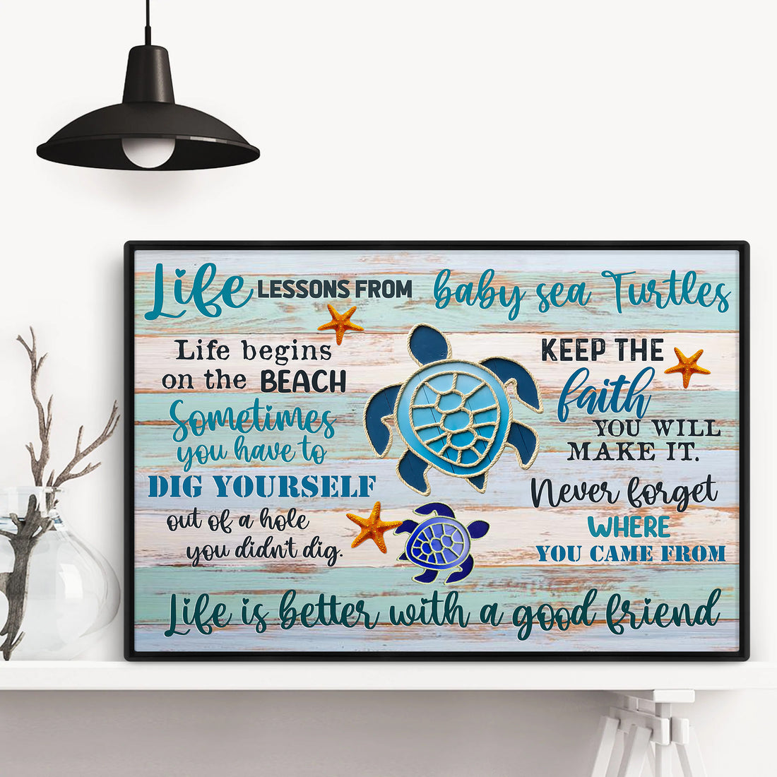Sea Turtle Poster & Canvas, Life Lessons From baby sea Turtles, Inspir