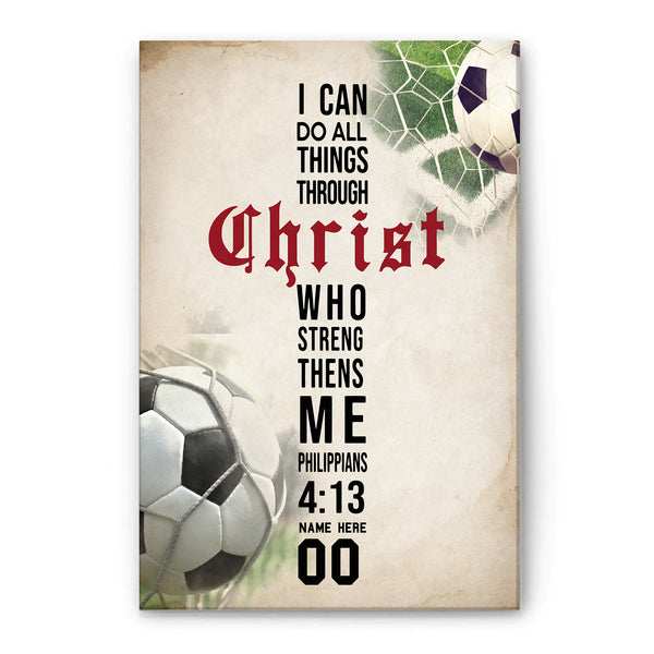 Personalized Soccer Poster & Canvas, Bible Verses Philippians 4:13 Mot ...