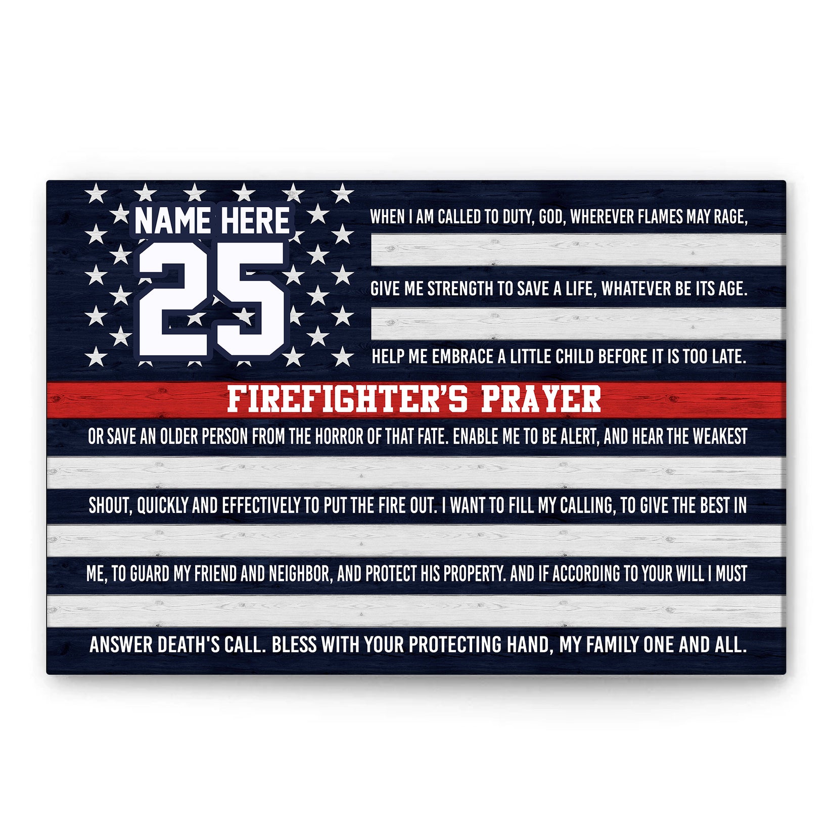Personalized Firefighter Poster & Canvas, Firefighter's Prayer Wall Ar