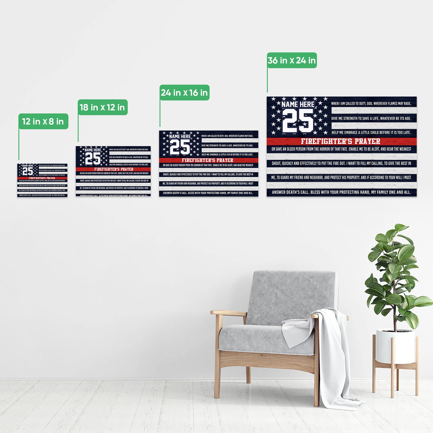 Personalized Firefighter Poster & Canvas, Firefighter's Prayer Wall Ar