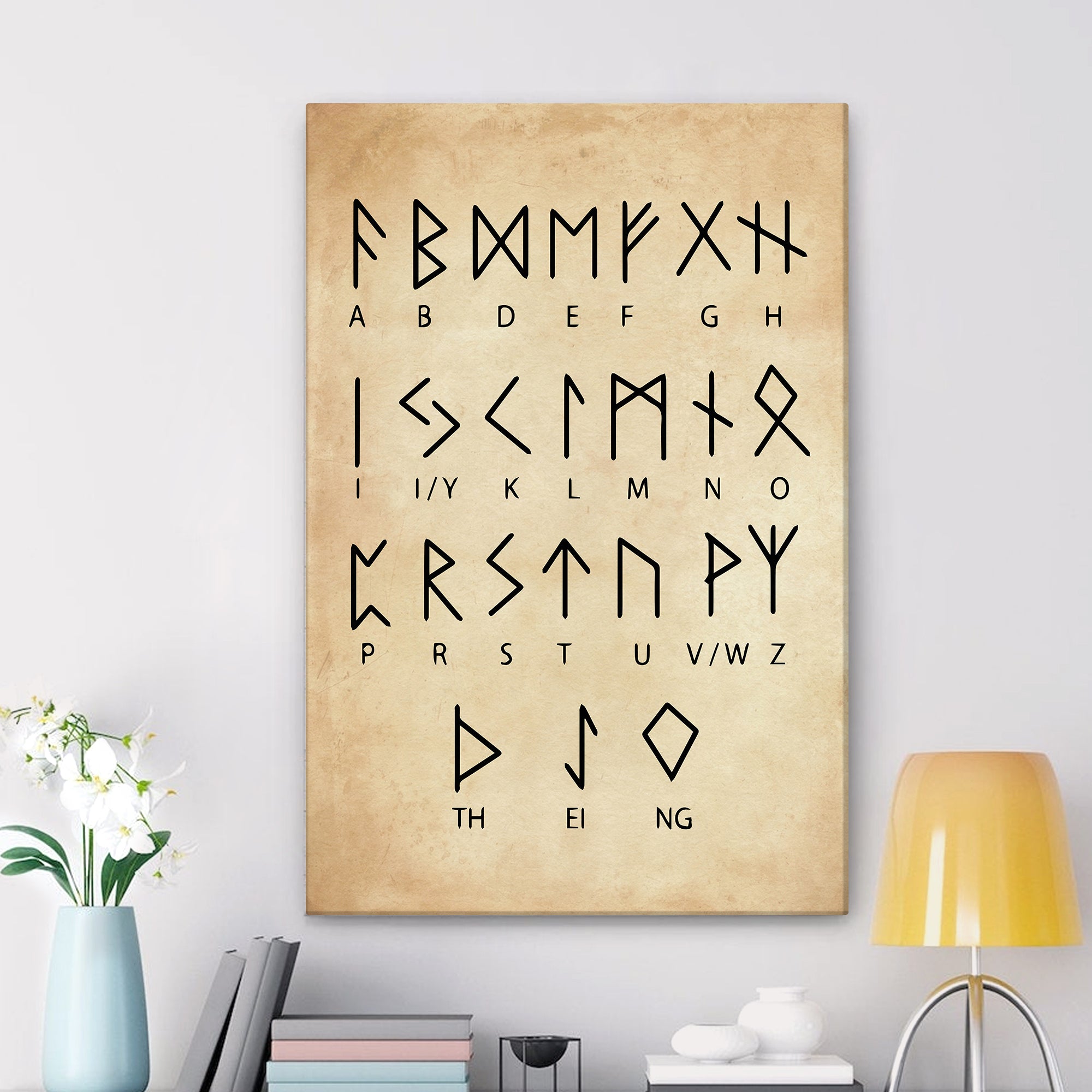 Viking Poster & Canvas, Runes Alphabet, Classic Runic Alphabet Wall Ar ...