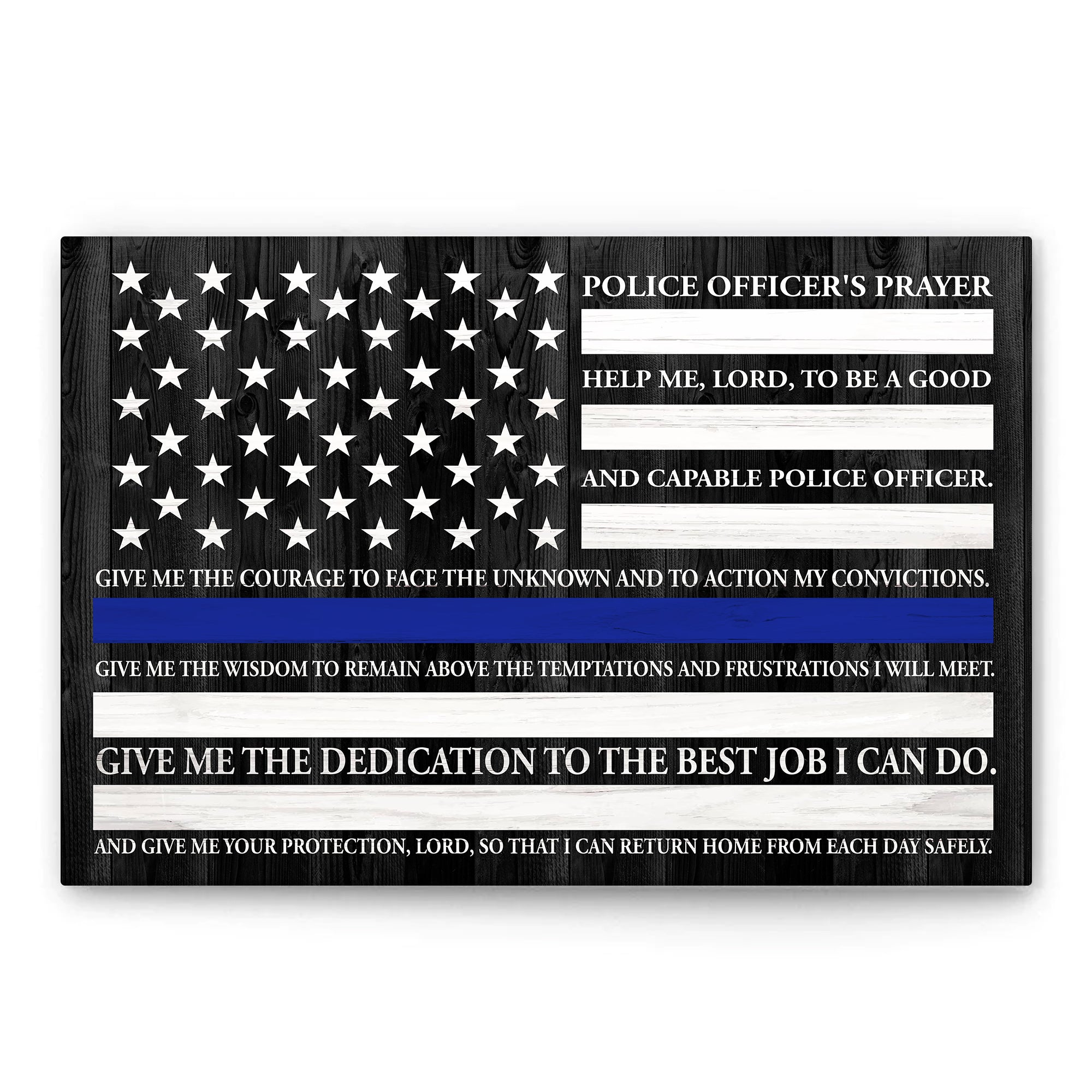 Police Poster & Canvas, Police Officer Prayer Thin Blue Line Wall Art,