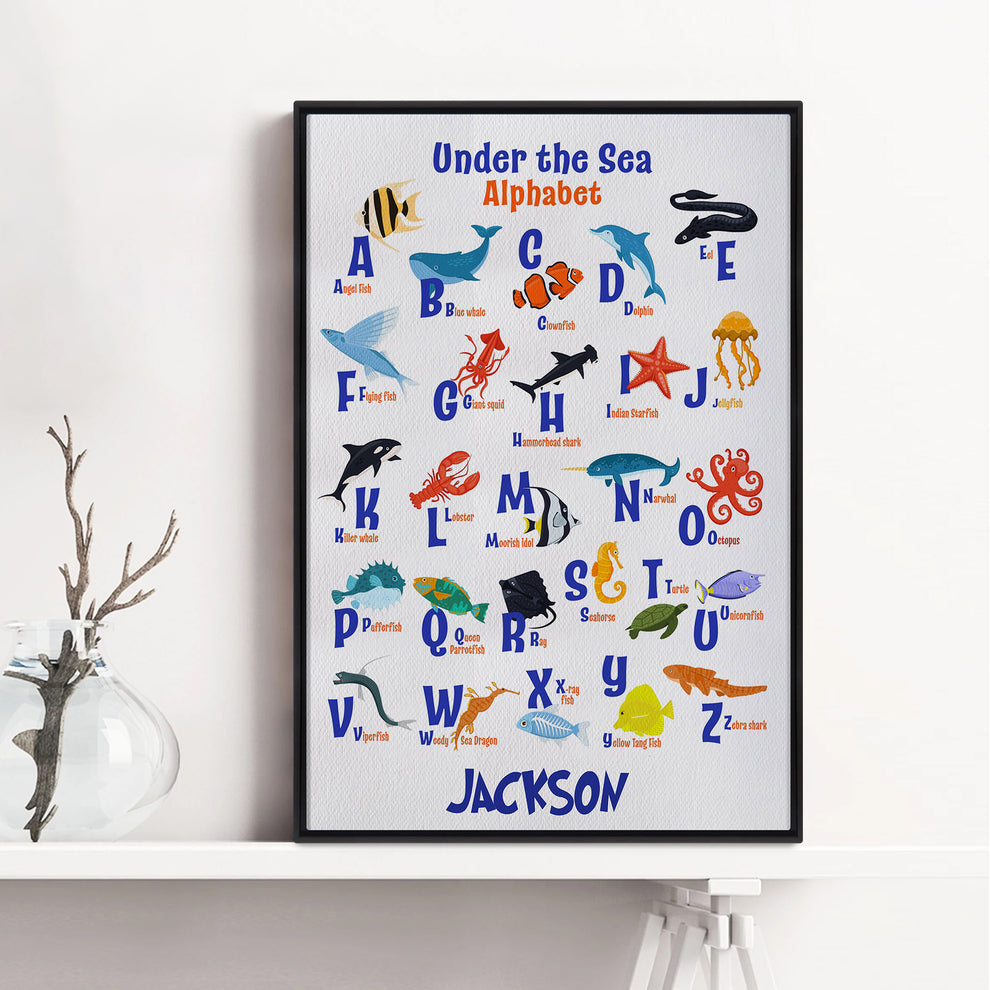 Personalized Ocean Poster & Canvas, Under The Sea Alphabet, ABC Chart