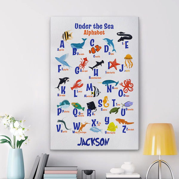 Personalized Ocean Poster & Canvas, Under The Sea Alphabet, ABC Chart