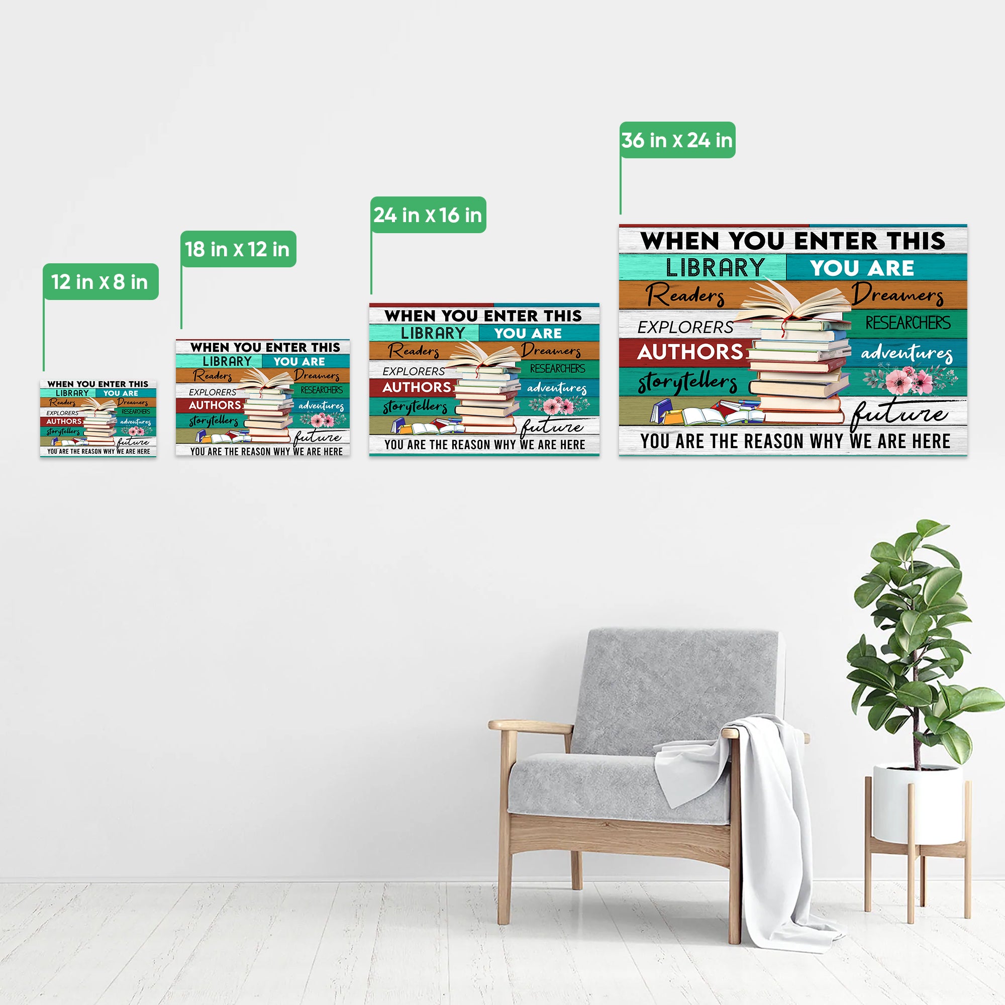 Book Poster & Canvas, When You Enter This Library - Inspirational Quot ...