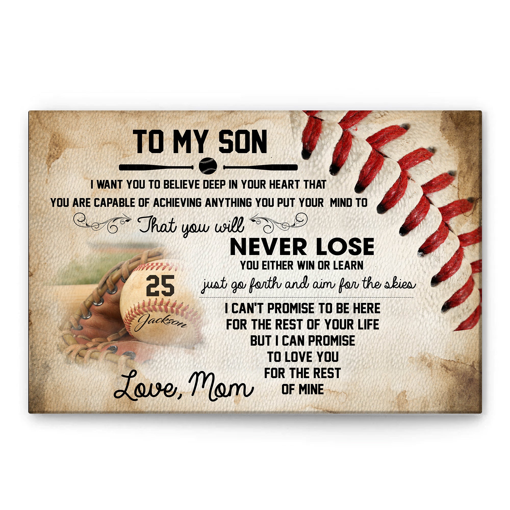 Personalized Baseball Poster & Canvas, You Either Win Or Learn - Motiv