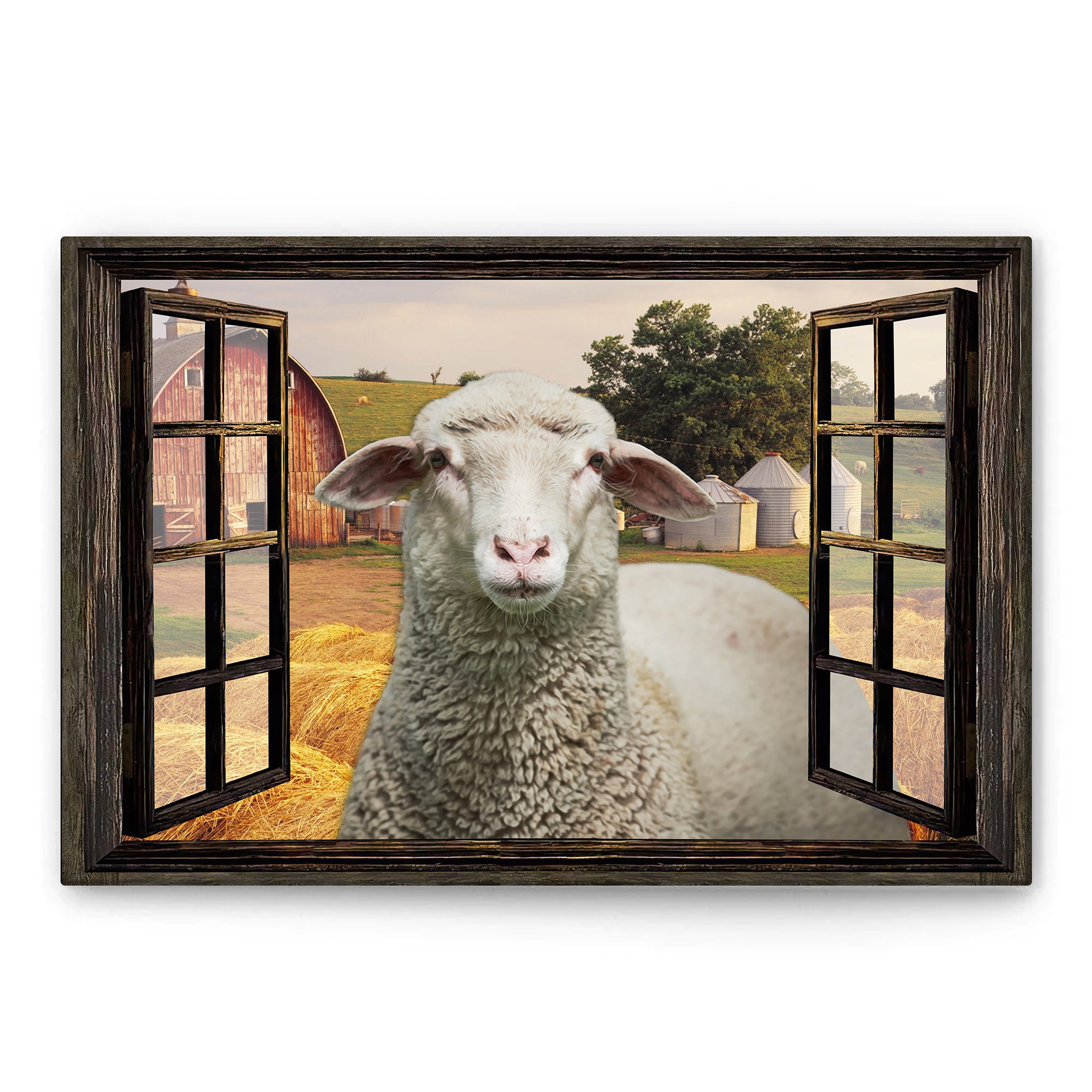 Sheep Poster & Canvas, Outside The Window Wall Art, Home Decor