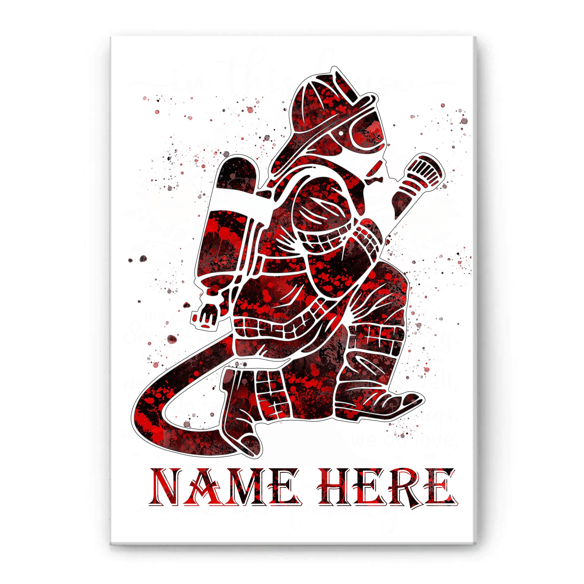 Personalized Firefighter Poster & Canvas, Watercolor Fireman Wall Art,