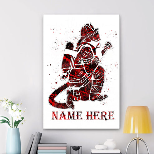 Personalized Firefighter Poster & Canvas, Watercolor Fireman Wall Art,