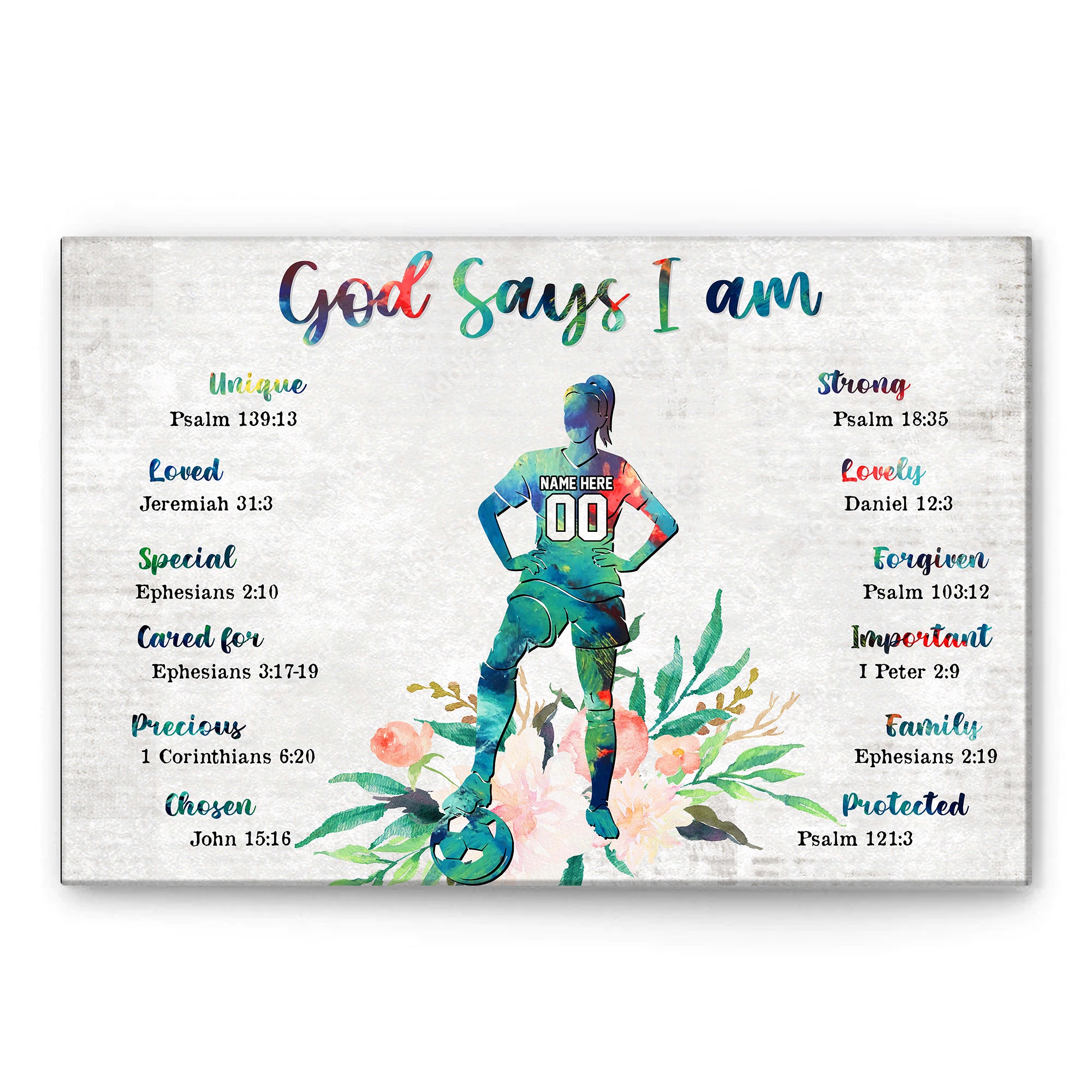 Personalized Soccer Poster & Canvas, God Says I am Wall Art, Custom Na