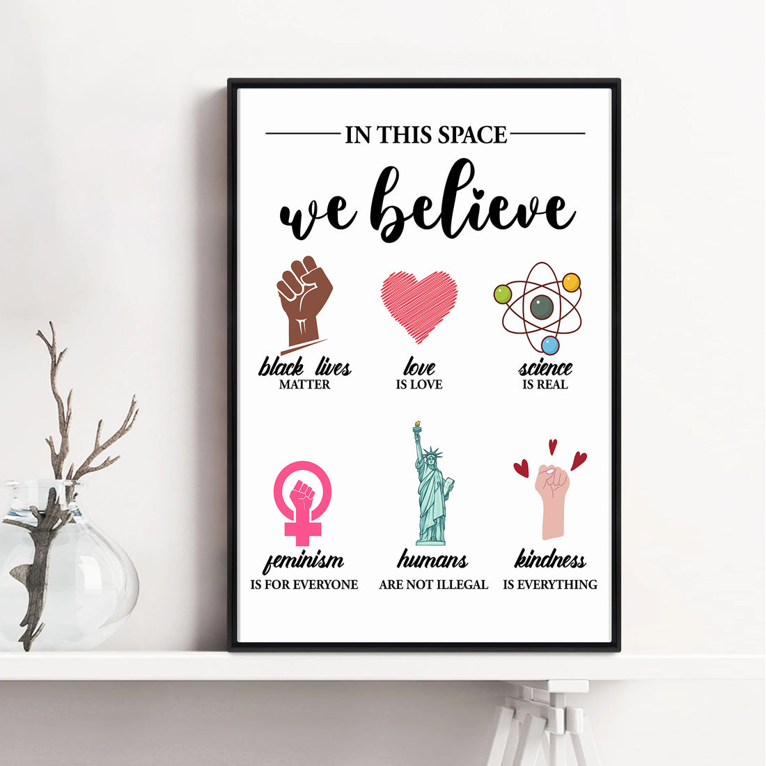 Social Justice Poster & Canvas, In This Place We Believe Equality, Hum