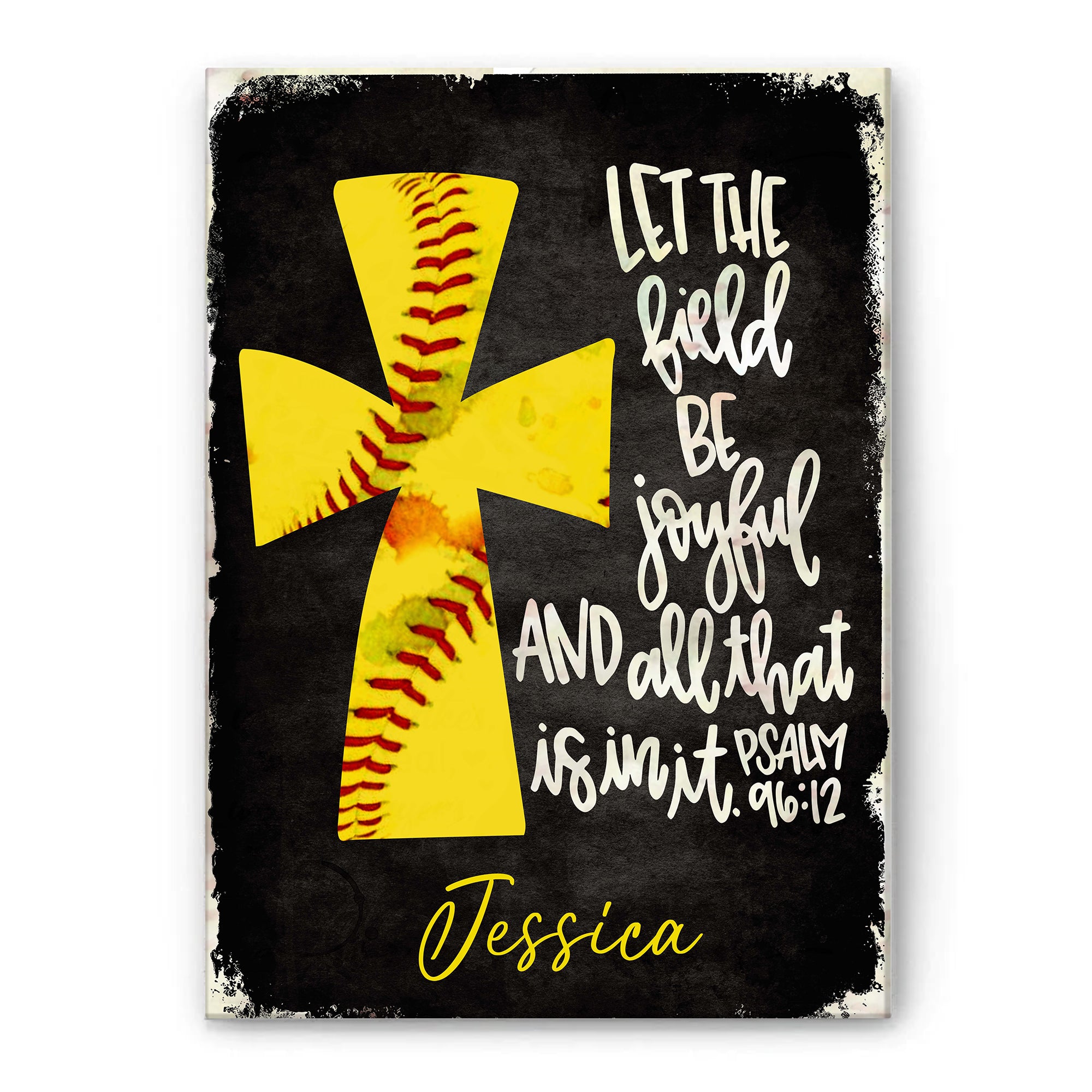 Personalized Softball Poster & Canvas, Jesus Cross - Christian - Motiv