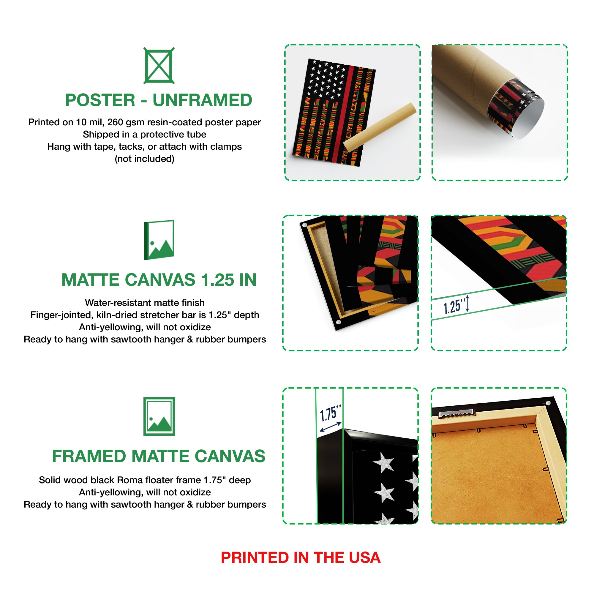 African American Poster & Canvas, Kente Flag Pride Wall Art, Home Deco