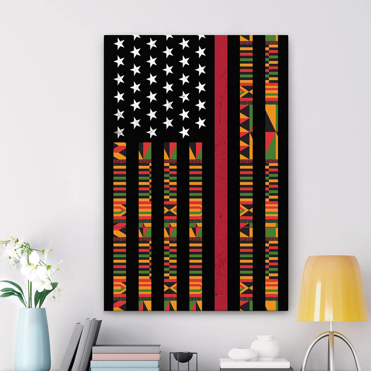 African American Poster & Canvas, Kente Flag Pride Wall Art, Home Deco