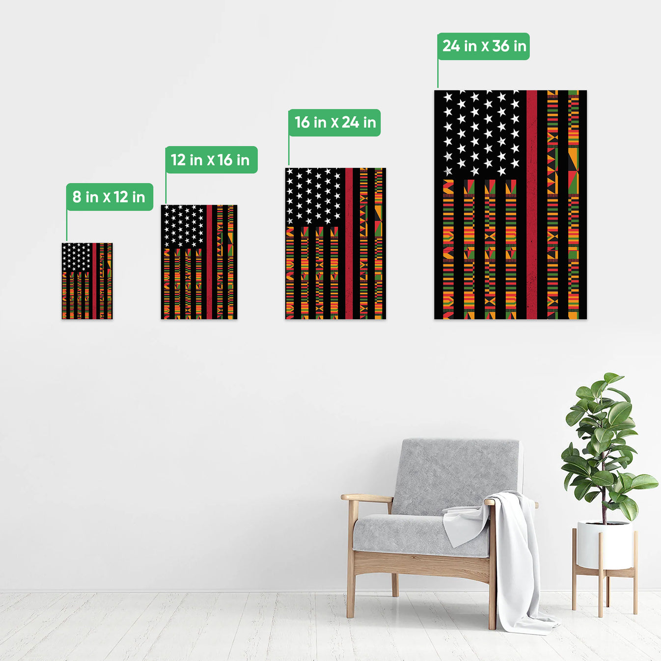 African American Poster & Canvas, Kente Flag Pride Wall Art, Home Deco