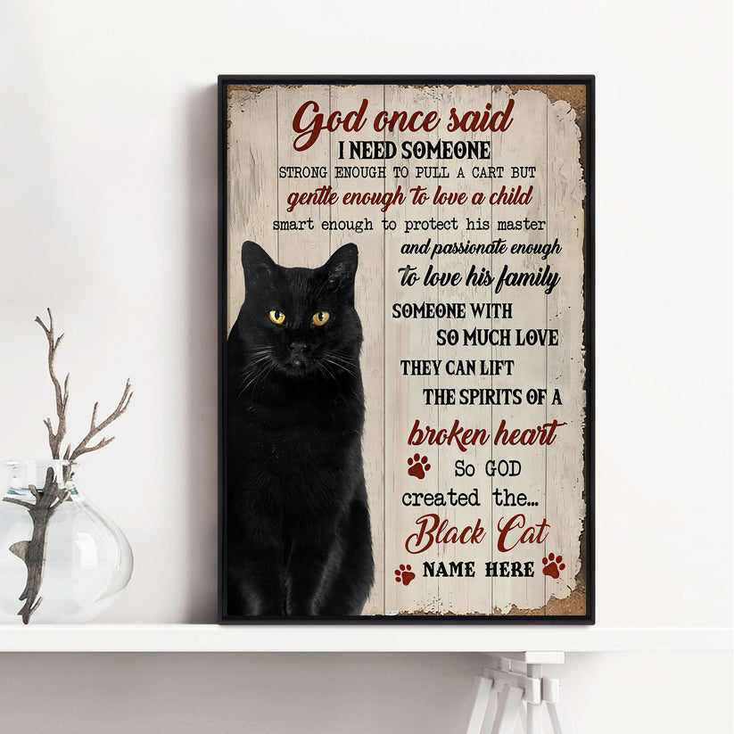 Personalized Black Cat Poster & Canvas, Inspirational Wall - So God Cr