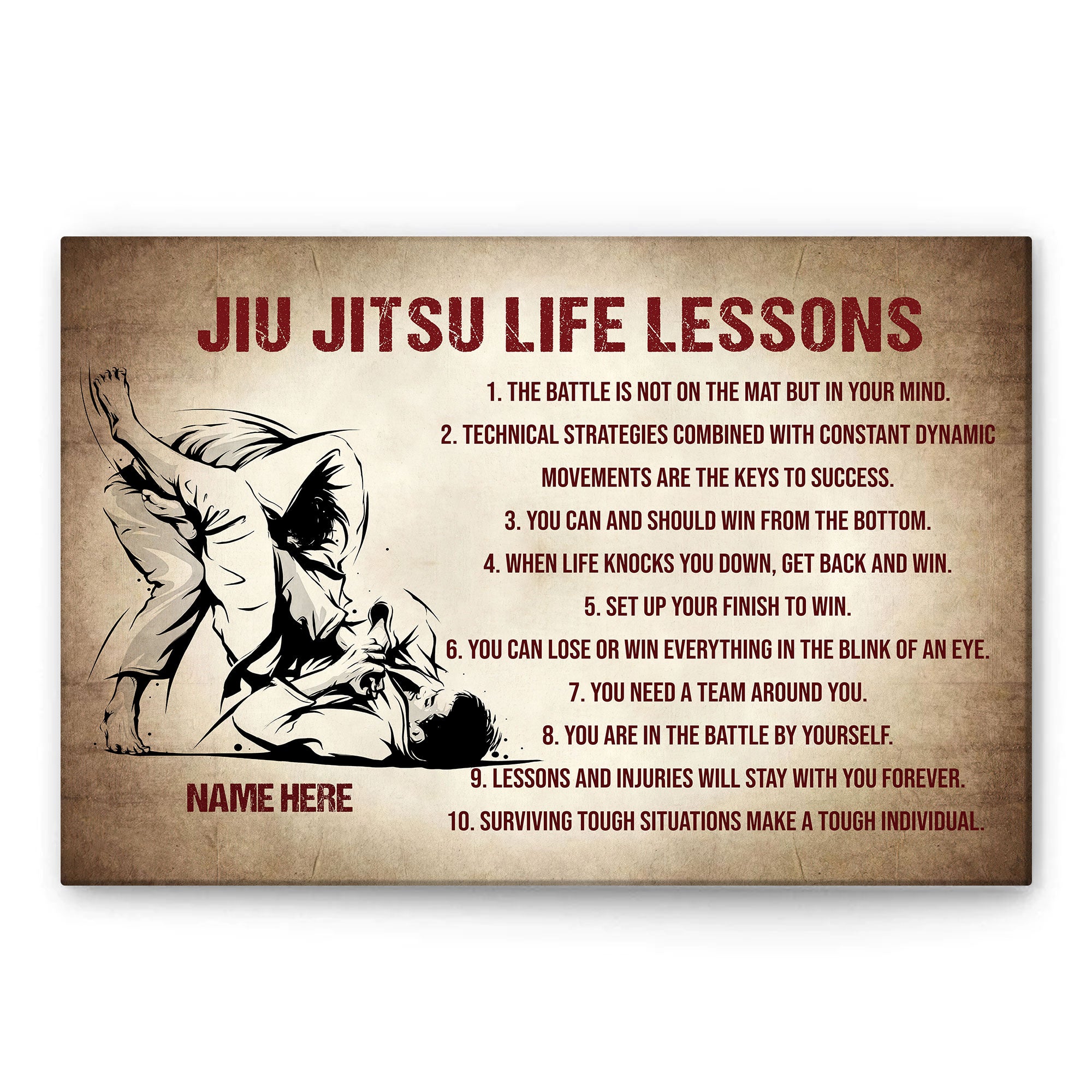 Personalized Jiu-Jitsu Poster & Canvas, Jiu-Jitsu Life Lessons Wall Ar