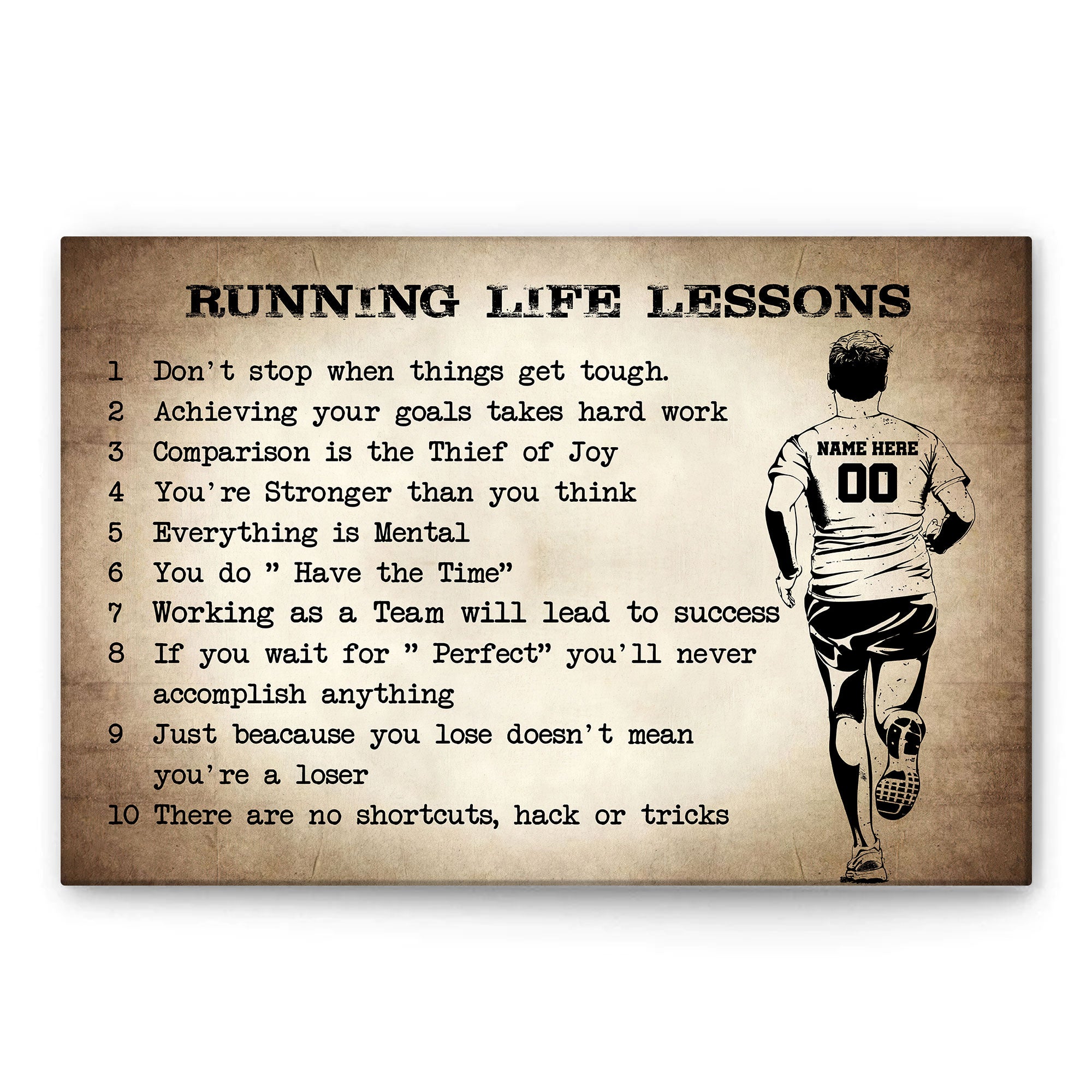 Personalized Running Poster & Canvas, Running Life Lessons - Inspirati