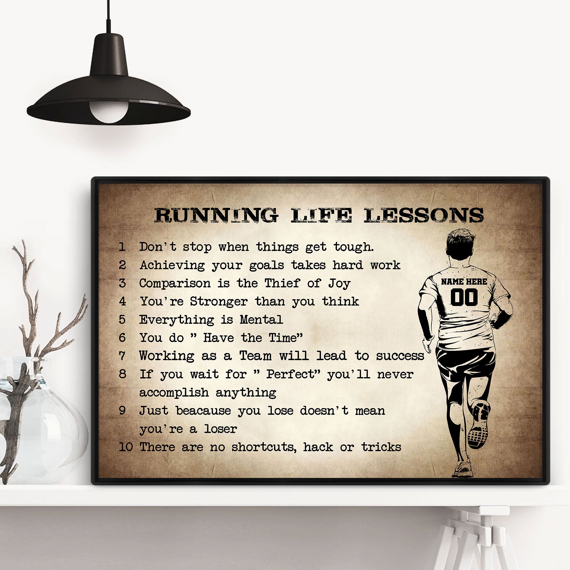 Personalized Running Poster & Canvas, Running Life Lessons - Inspirati ...