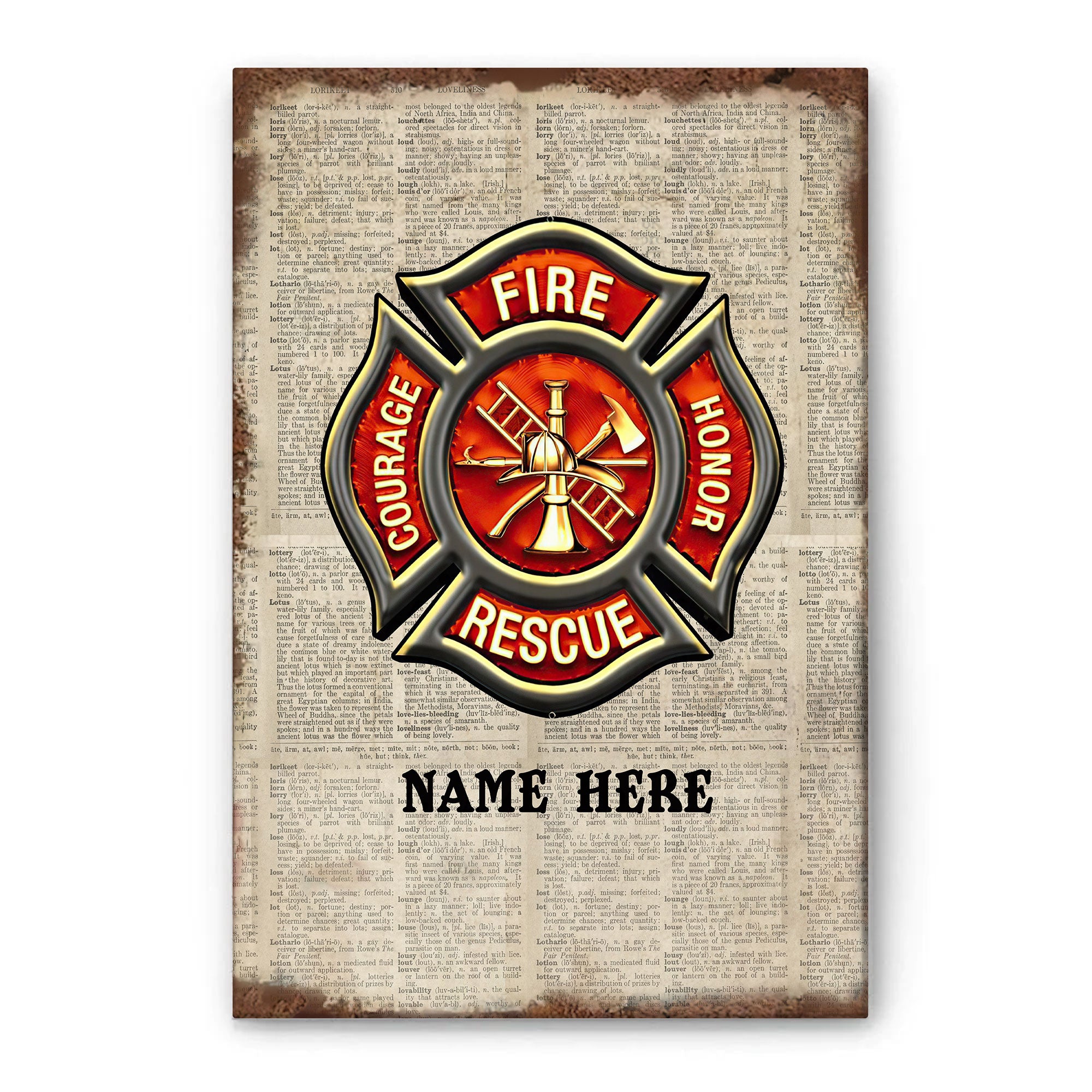 Personalized Firefighter Poster & Canvas, Back The Red Wall Art, Home
