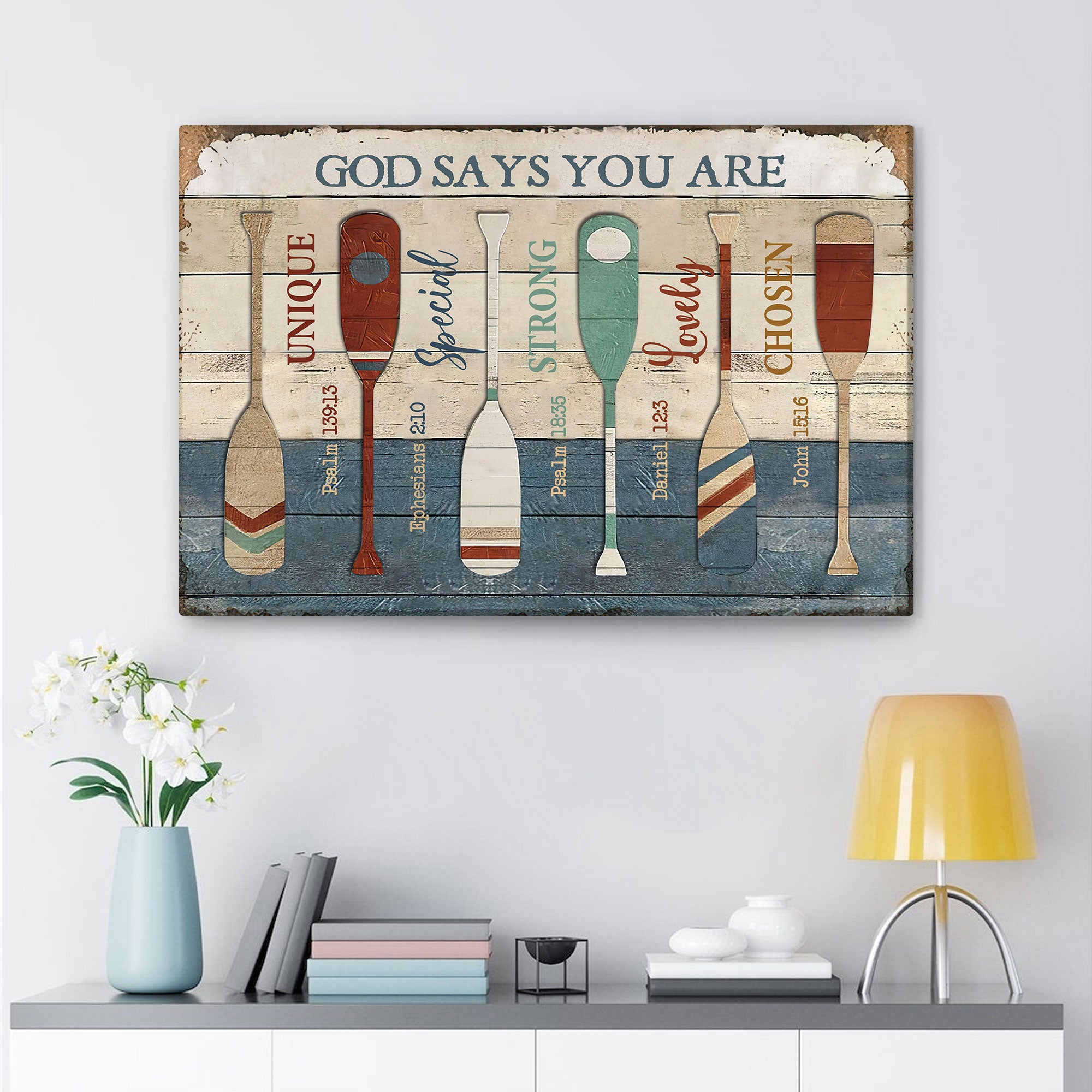 Beach Poster & Canvas, God Says You Are Canoe Paddle - Inspirational Q