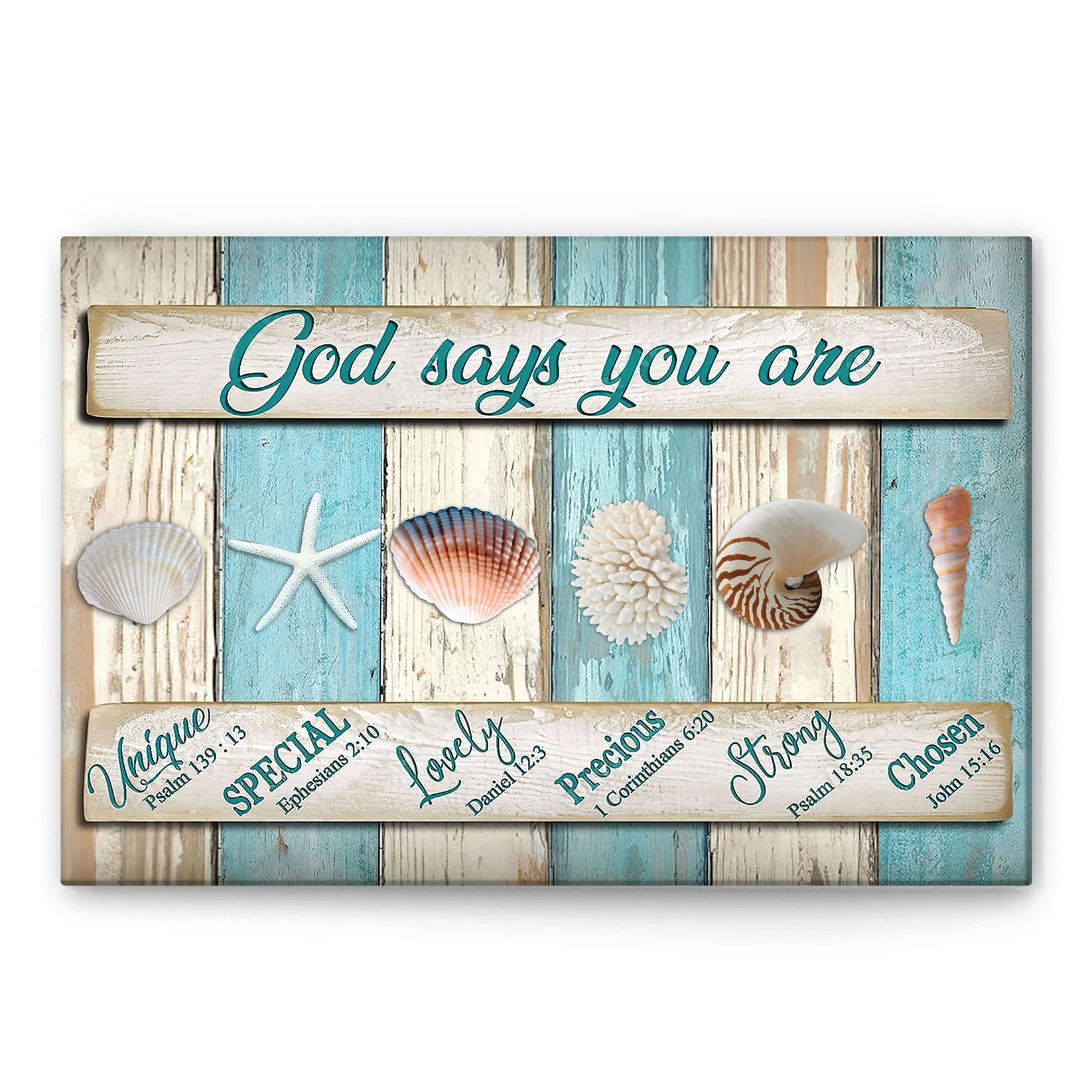 Beach Poster & Canvas, God Says You Are Seashell - Inspirational Quote