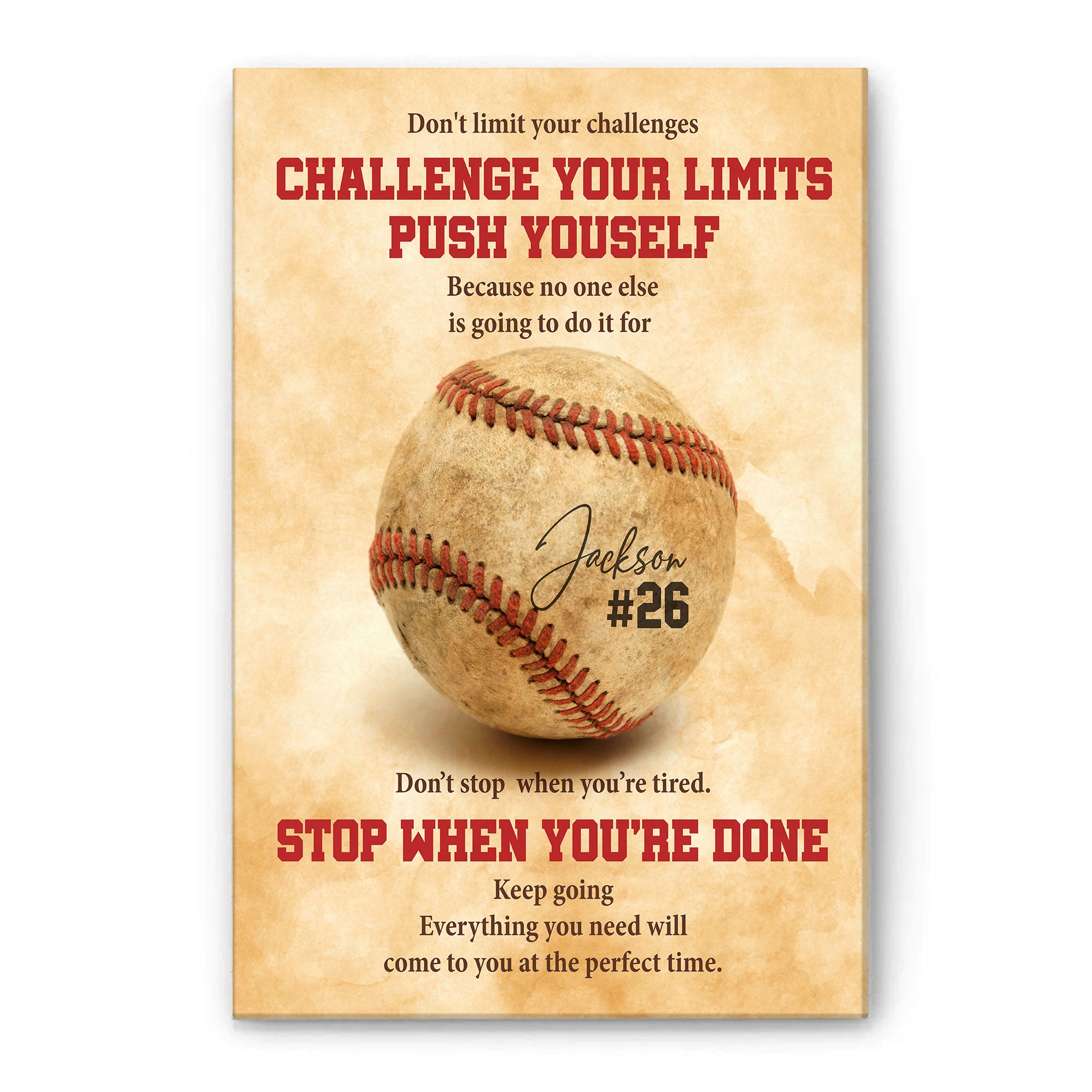 Personalized Baseball Poster & Canvas, Don't Limit Your Challenges Wal