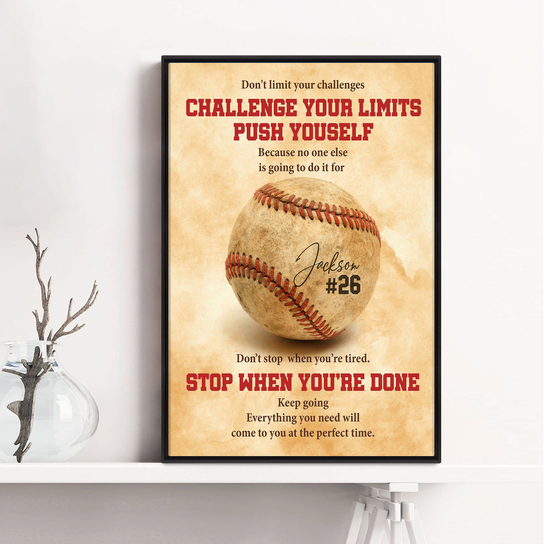 Personalized Baseball Poster & Canvas, Don't Limit Your Challenges Wal