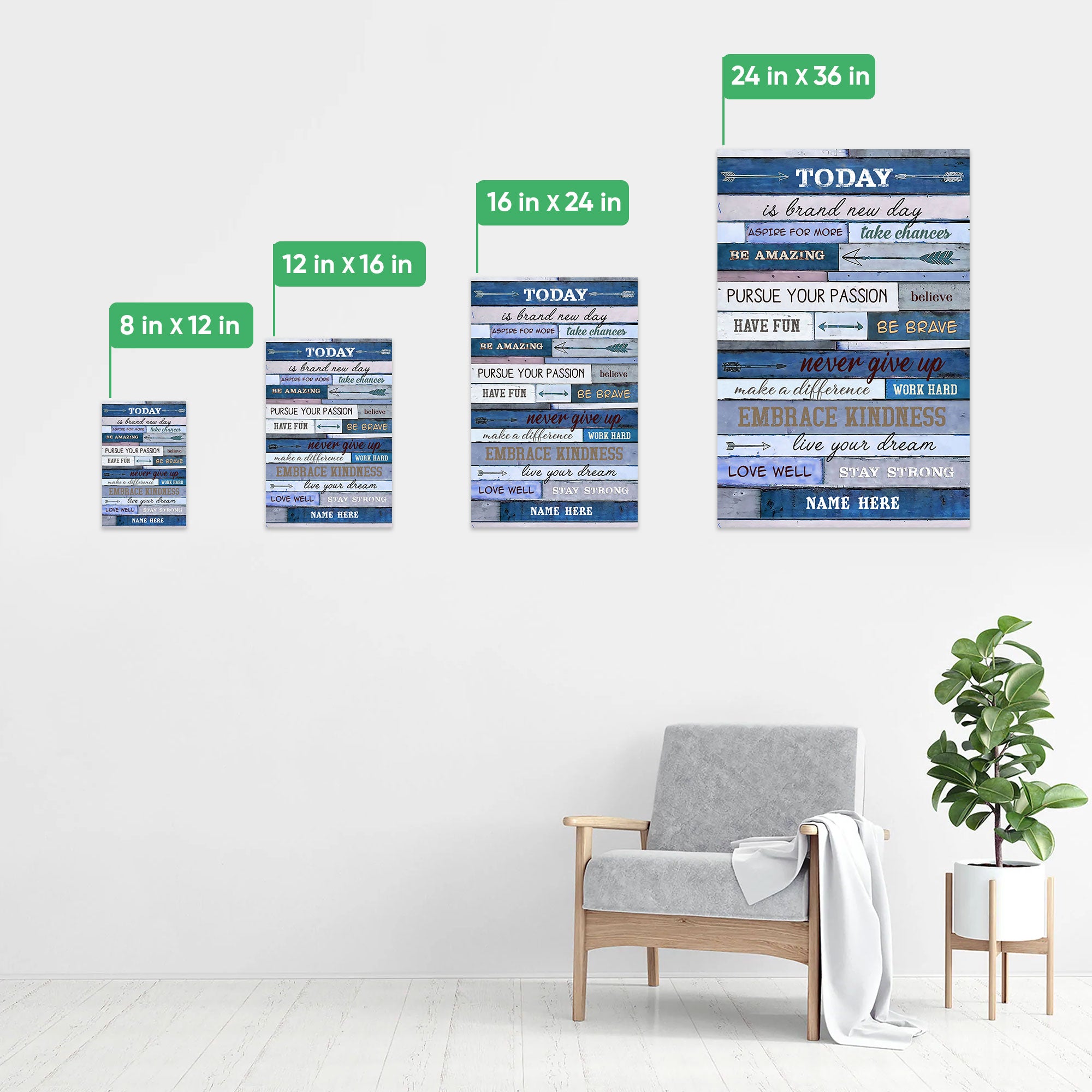 Personalized Inspirational Poster & Canvas, Today Is A Brand New Day