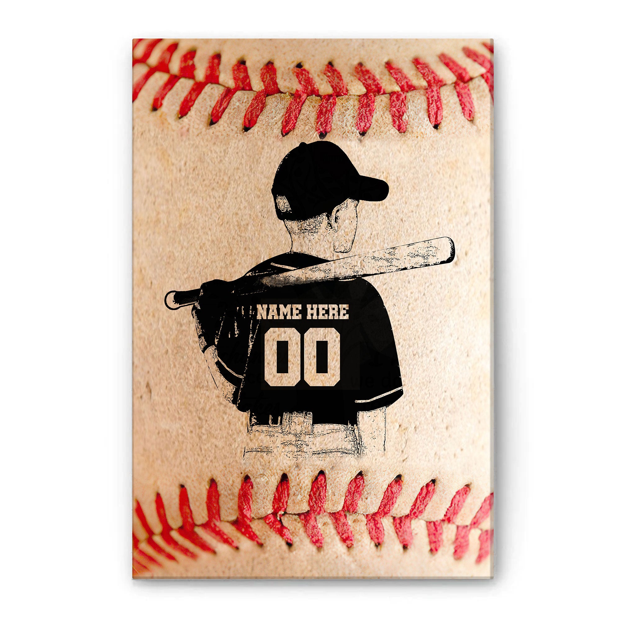 Personalized Baseball Poster & Canvas, Baseball Boy Batter Wall Art, C