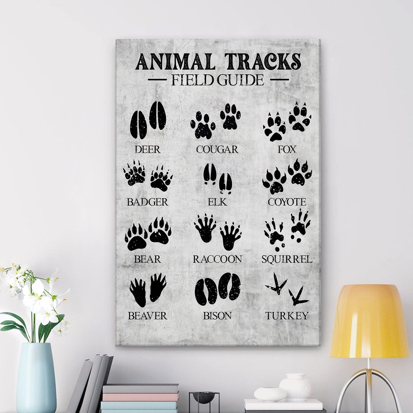 Animal Poster & Canvas, Animal Tracks Field Animal Footprints Wall Art