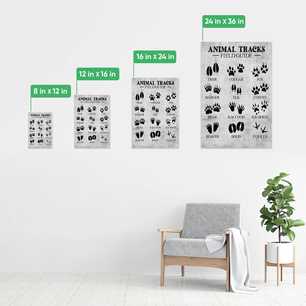 Animal Poster & Canvas, Animal Tracks Field Animal Footprints Wall Art