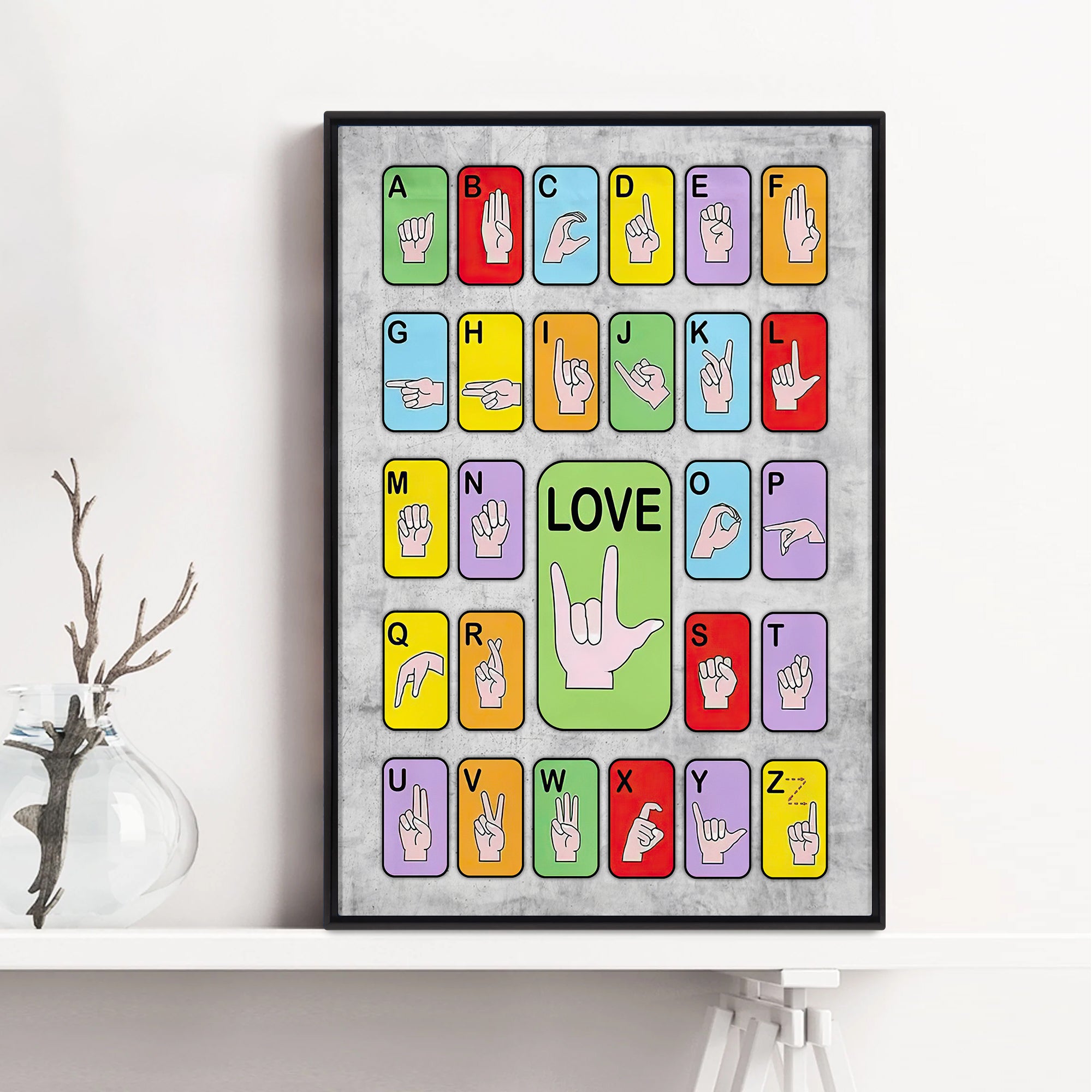 Sign Language Poster & Canvas, American Sign Language ASL Hand Alphabe