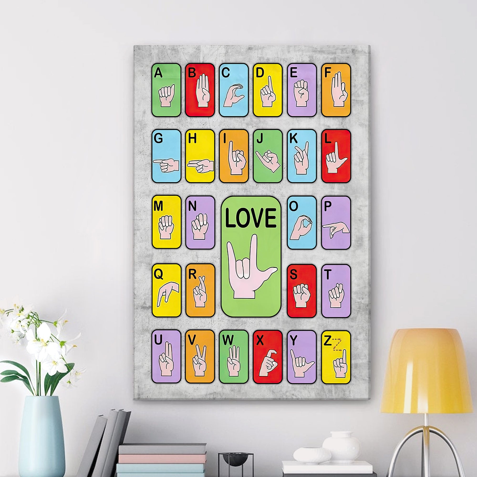 Sign Language Poster & Canvas, American Sign Language ASL Hand Alphabe ...