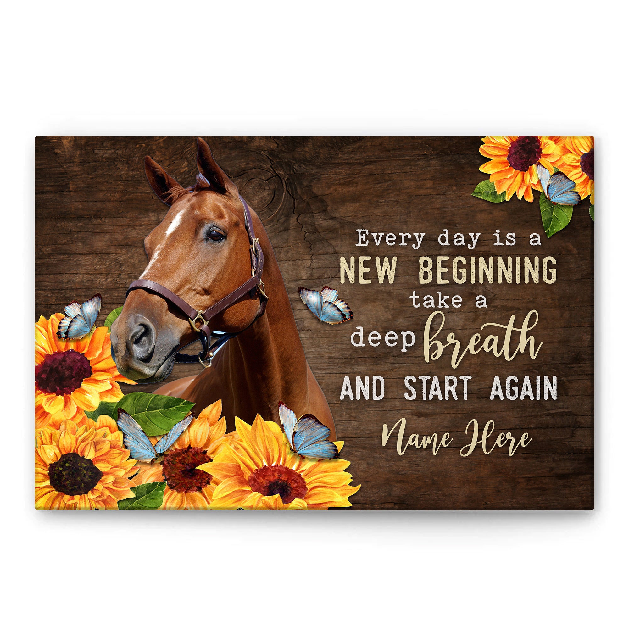 Personalized Horse Poster & Canvas, Everyday is A New Beginning - Insp