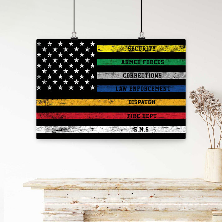 American Poster & Canvas, EMT/EMS Military Police Firefighters Dispatc