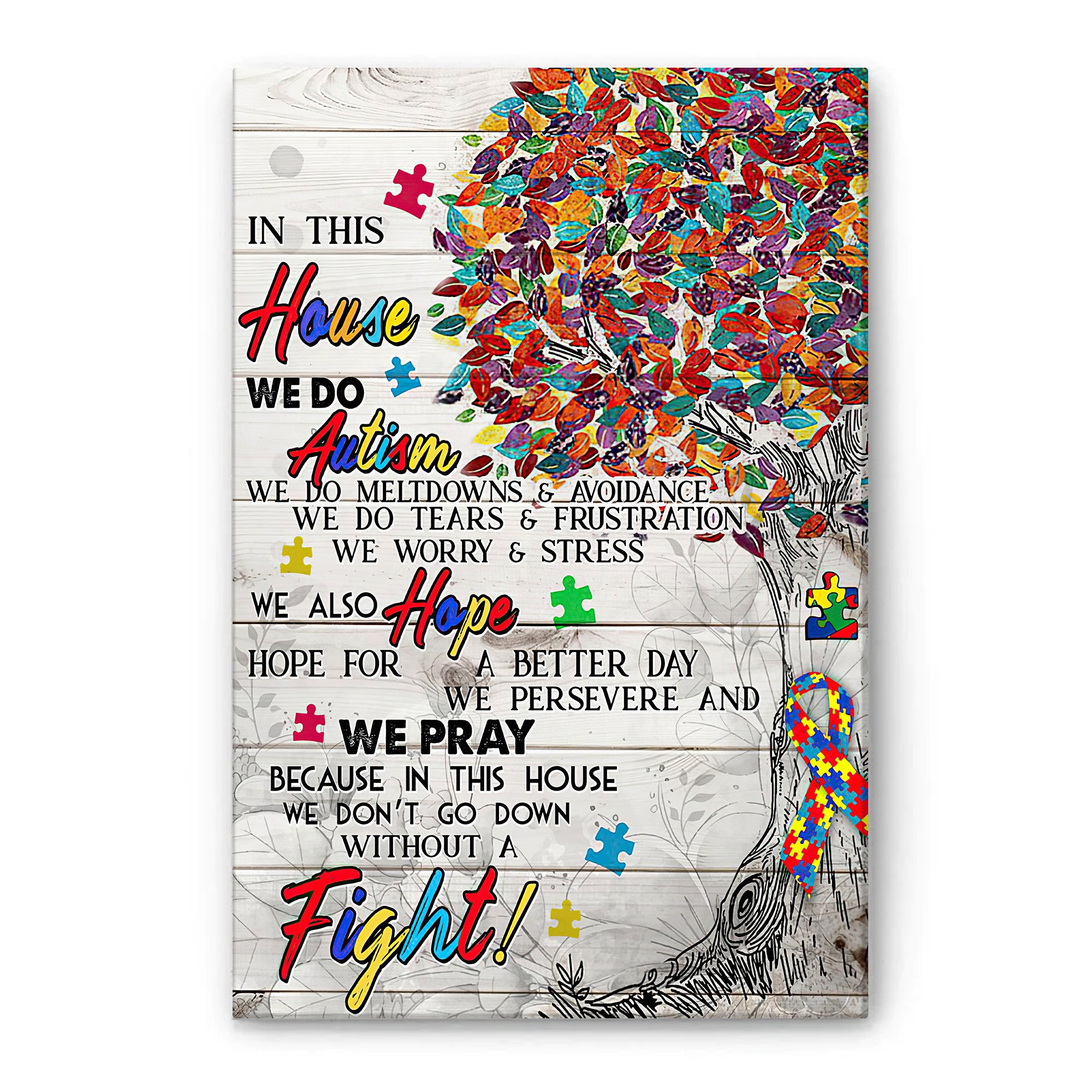 Autism Awareness Poster & Canvas, In This House We Do Autism Support L