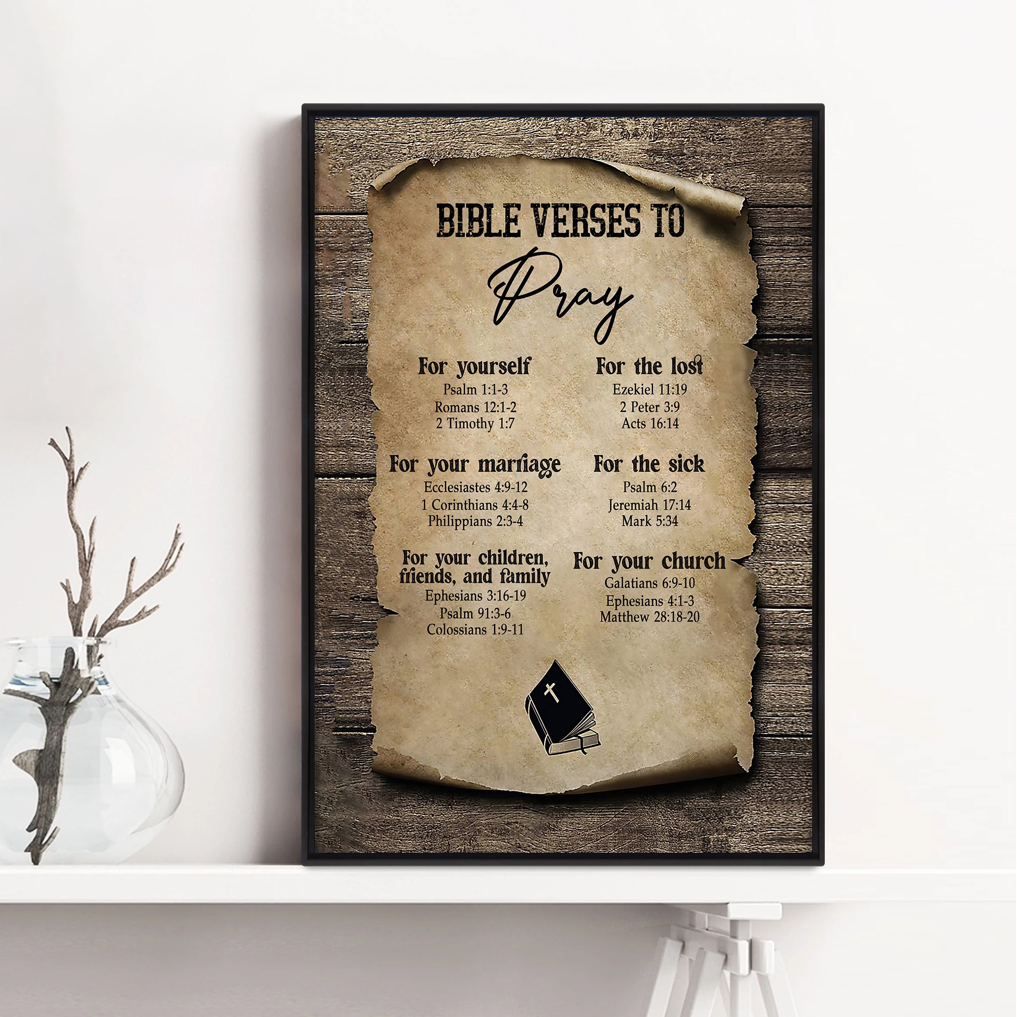 Jesus Poster & Canvas, Bible Verses To Pray - Catholic Christian God W