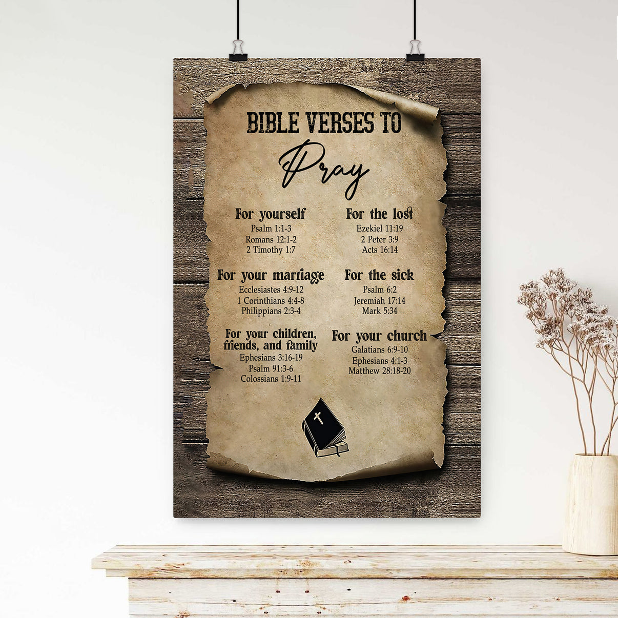 Jesus Poster & Canvas, Bible Verses To Pray - Catholic Christian God W