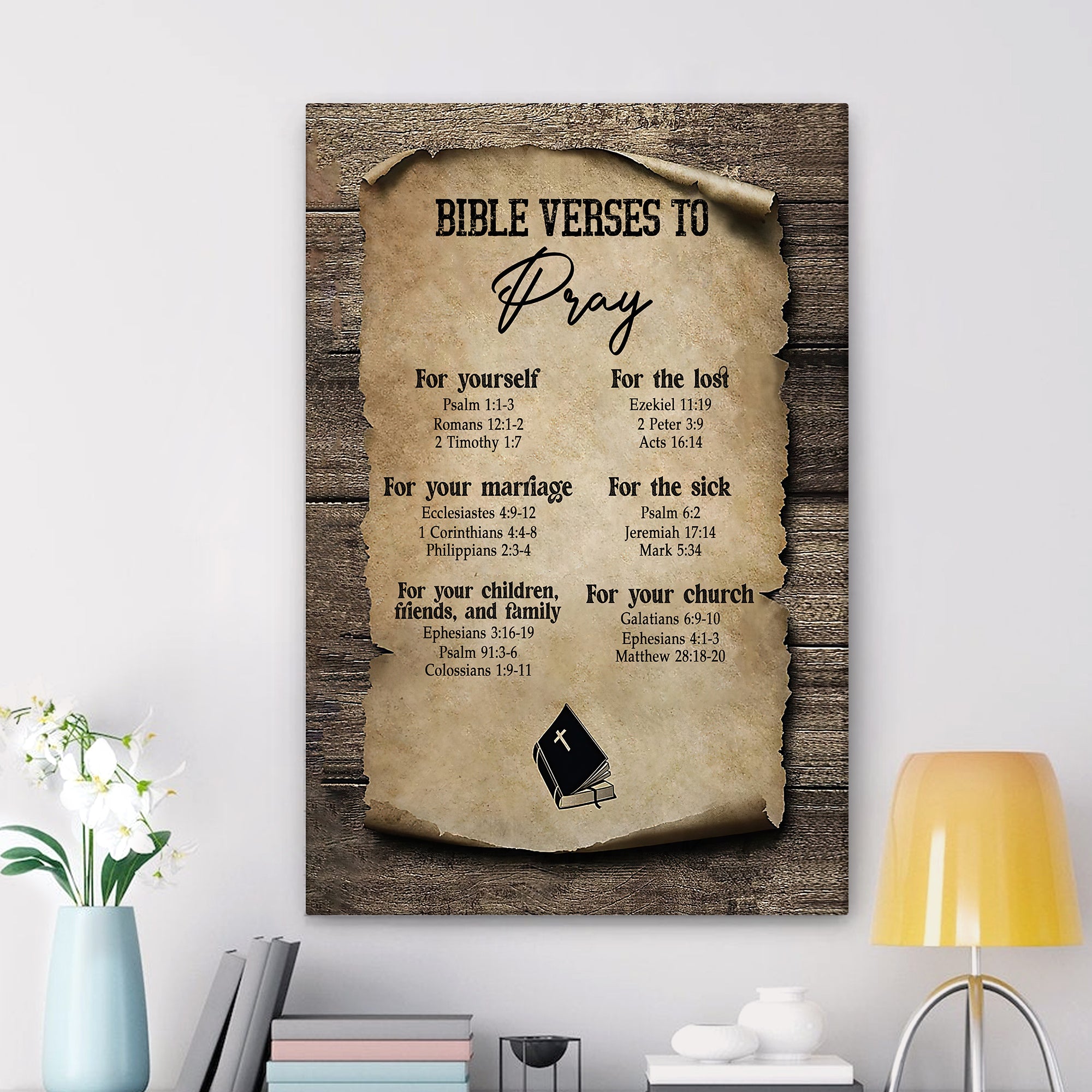 Jesus Poster & Canvas, Bible Verses To Pray - Catholic Christian God W