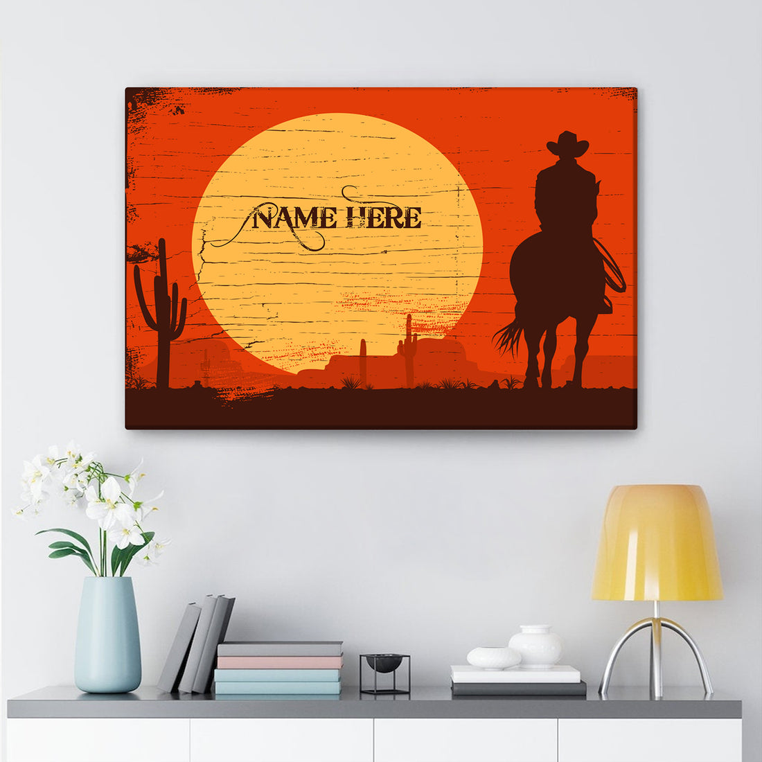 Personalized Cowboy Poster & Canvas, Rodeo Horse Riding Wall Art, Cust