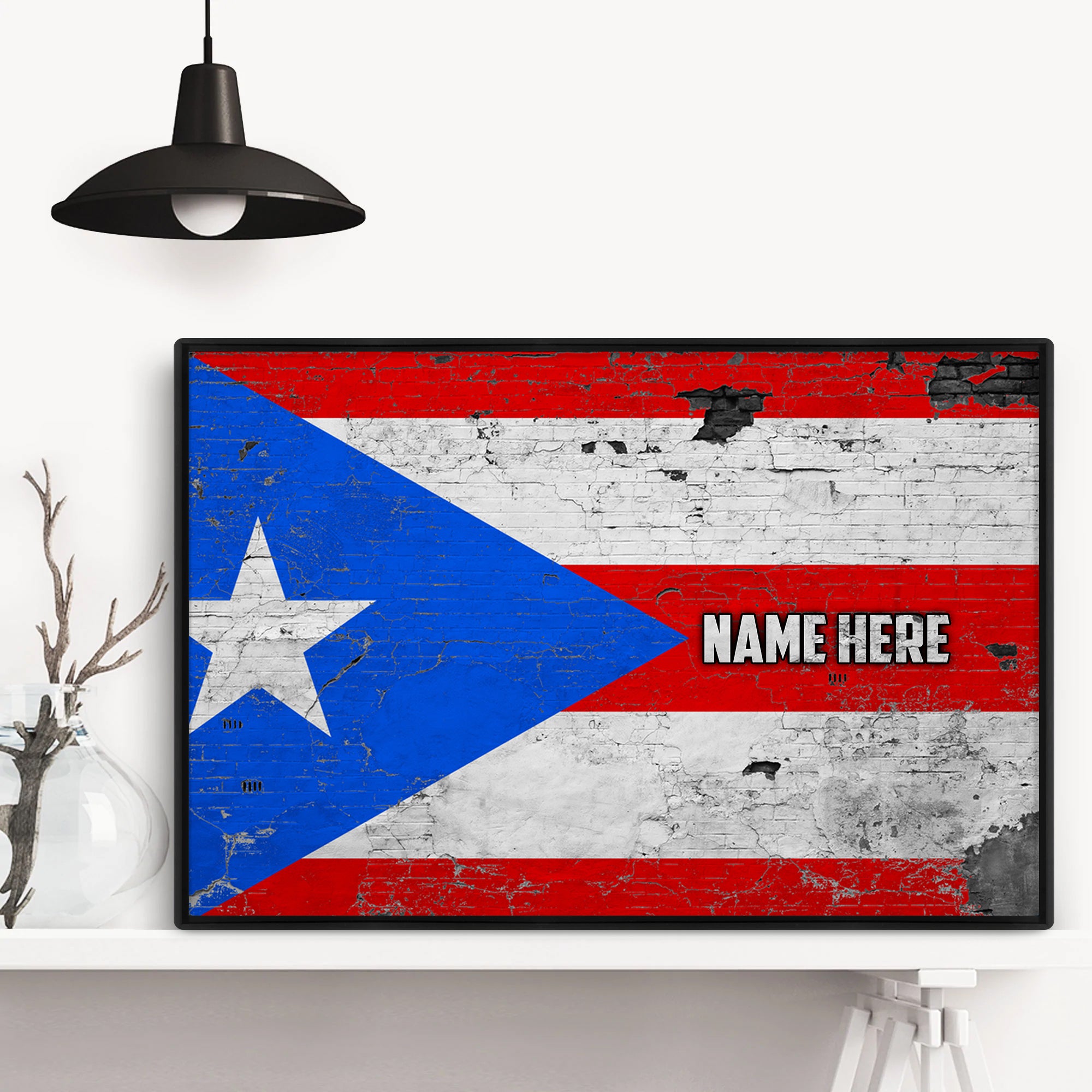 Personalized Puerto Rico Poster & Canvas, Puerto Rico Flag Wall Art, C ...