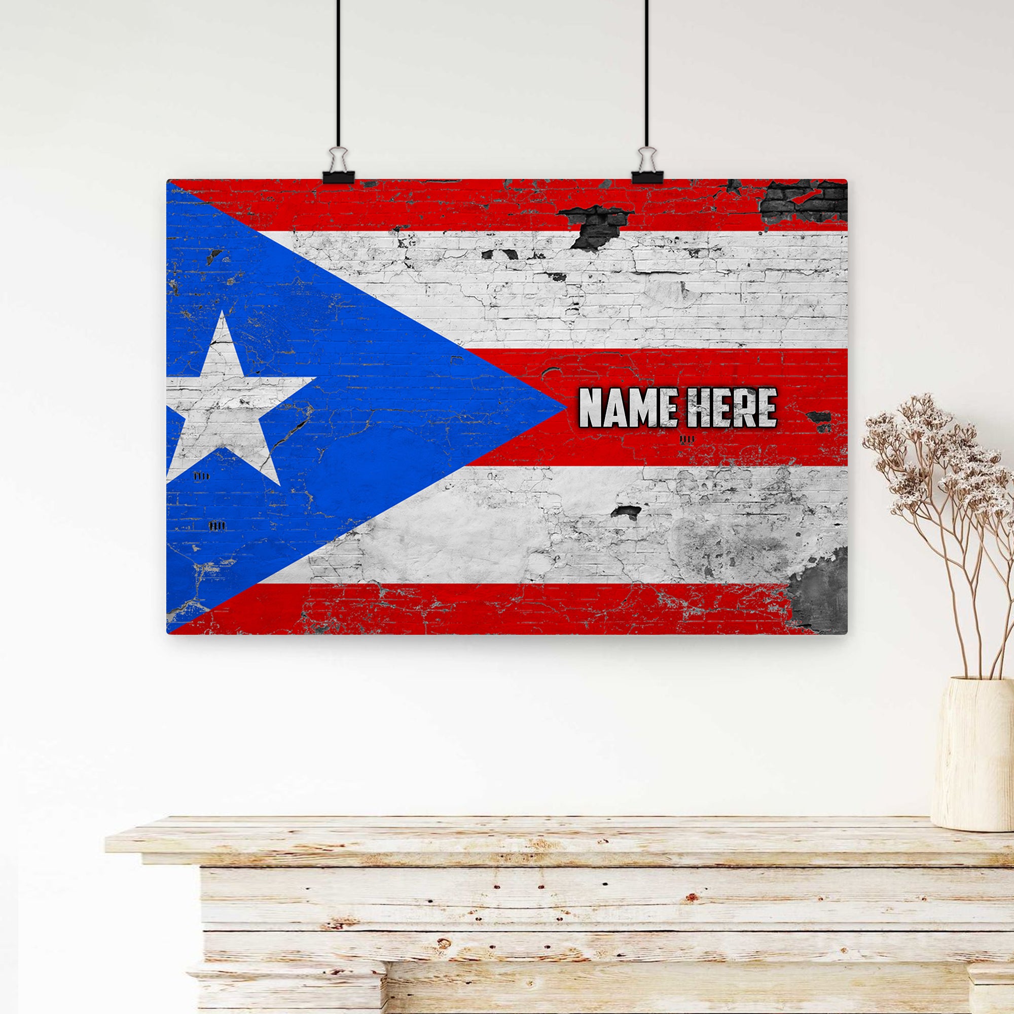 Personalized Puerto Rico Poster & Canvas, Puerto Rico Flag Wall Art, C