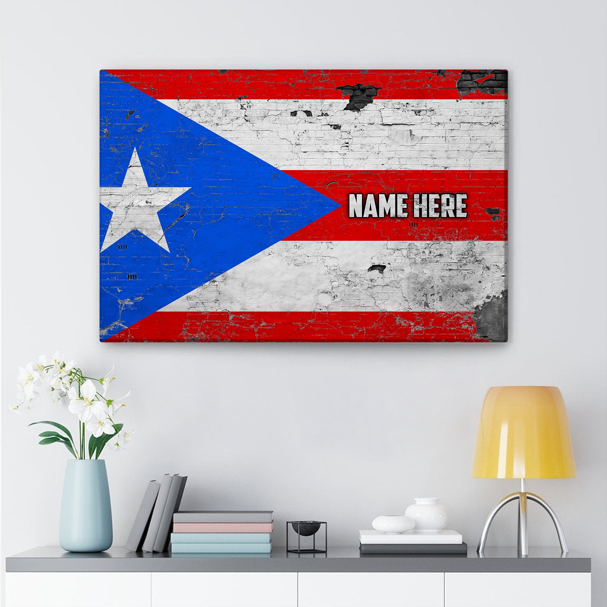 Personalized Puerto Rico Poster & Canvas, Puerto Rico Flag Wall Art, C