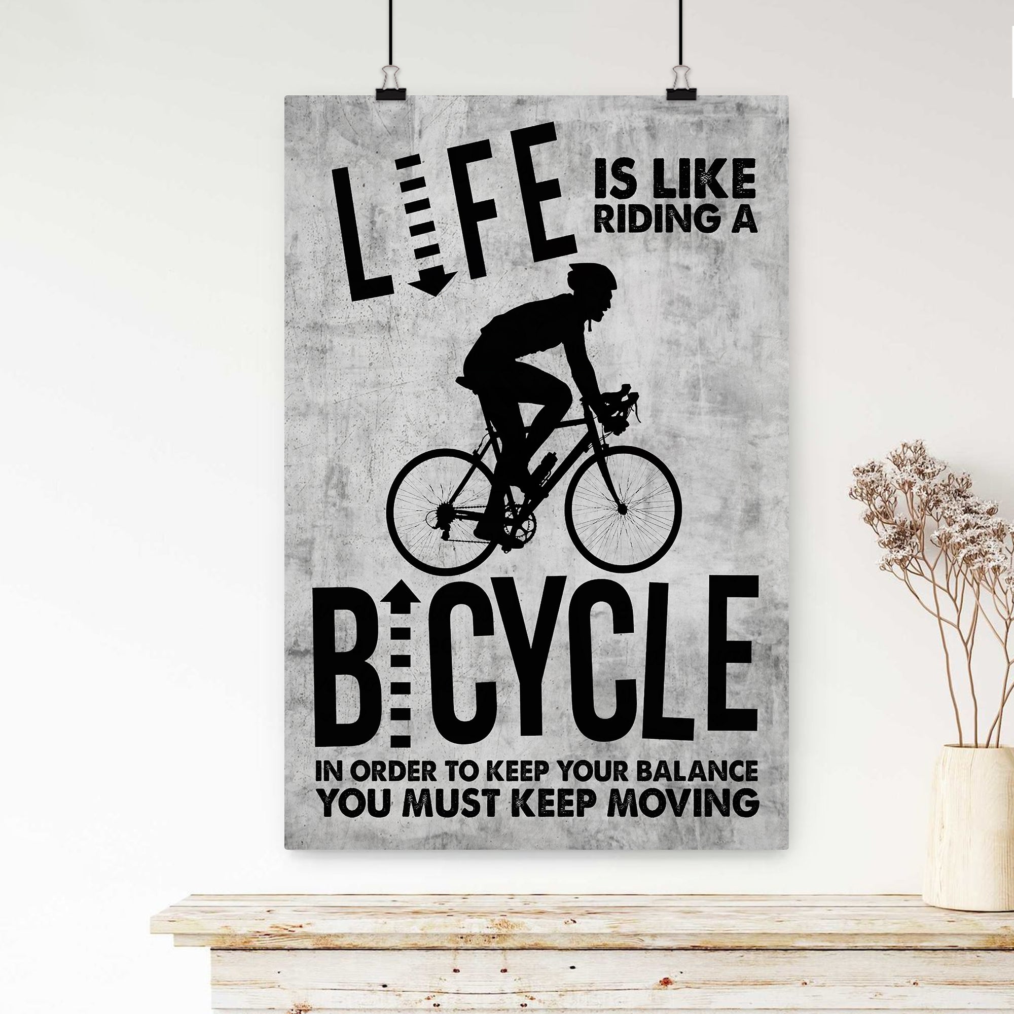 Cycling Poster & Canvas, Sports Motivational Cycling Life Is Like Ridi ...